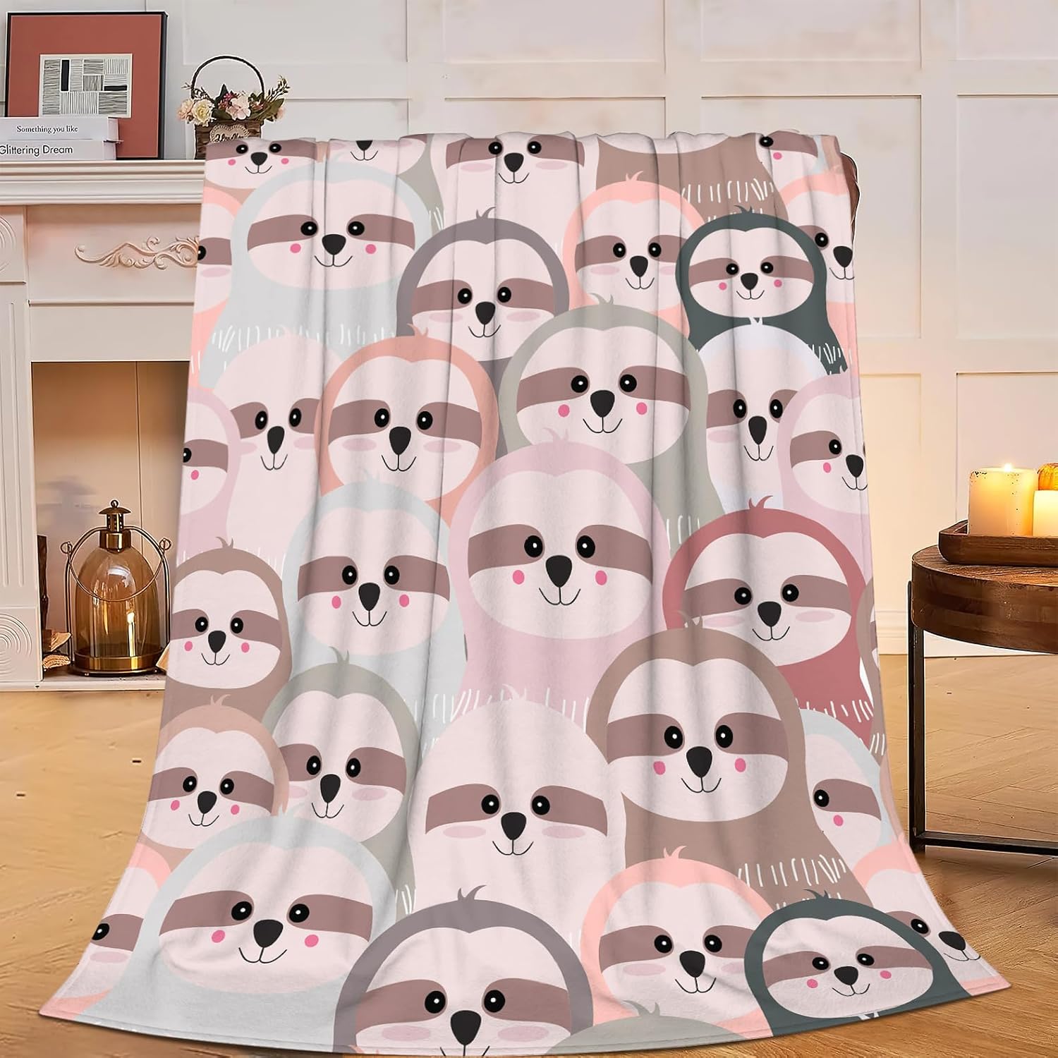 Amazon.com: Sloth Blanket Soft Cozy Pink Sloth Flannel Fleece Throw ...