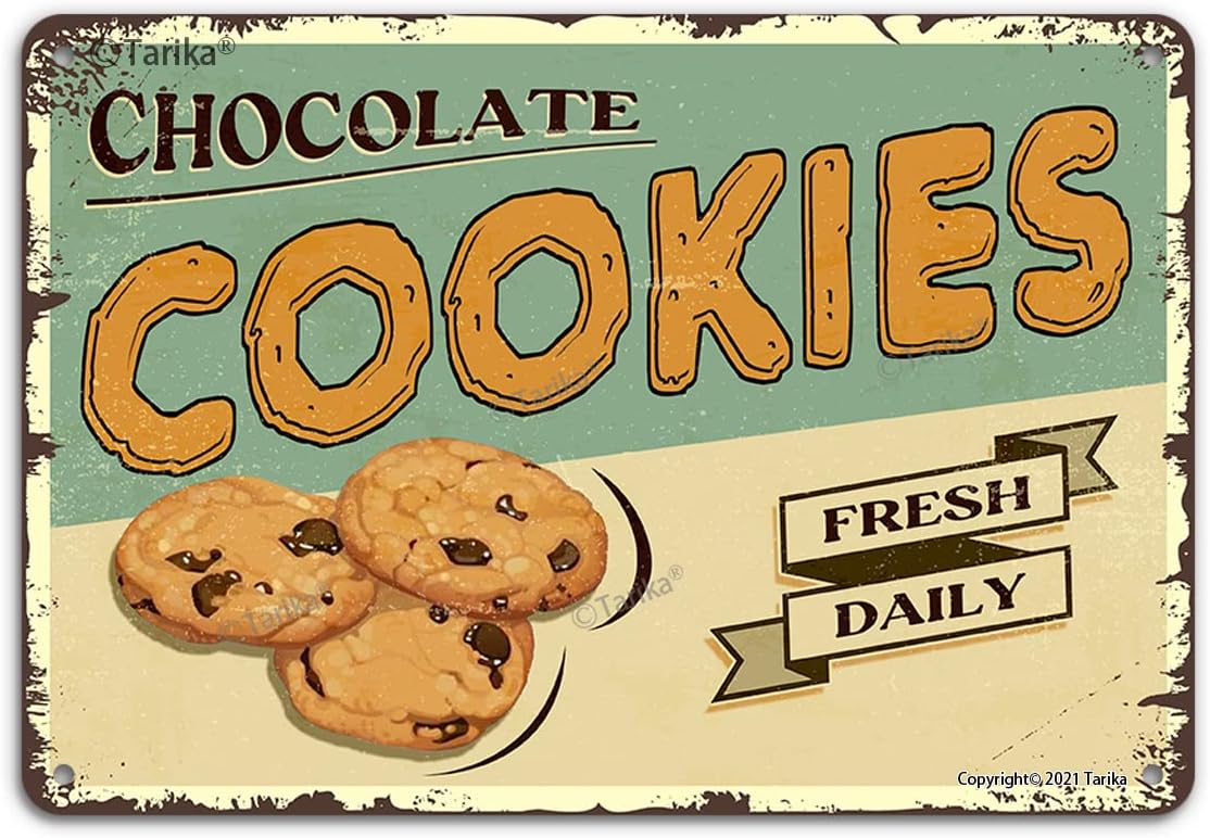 Amazon.com: Chocolate Cookies Fresh Daily Tin Signs, Food Bakery ...