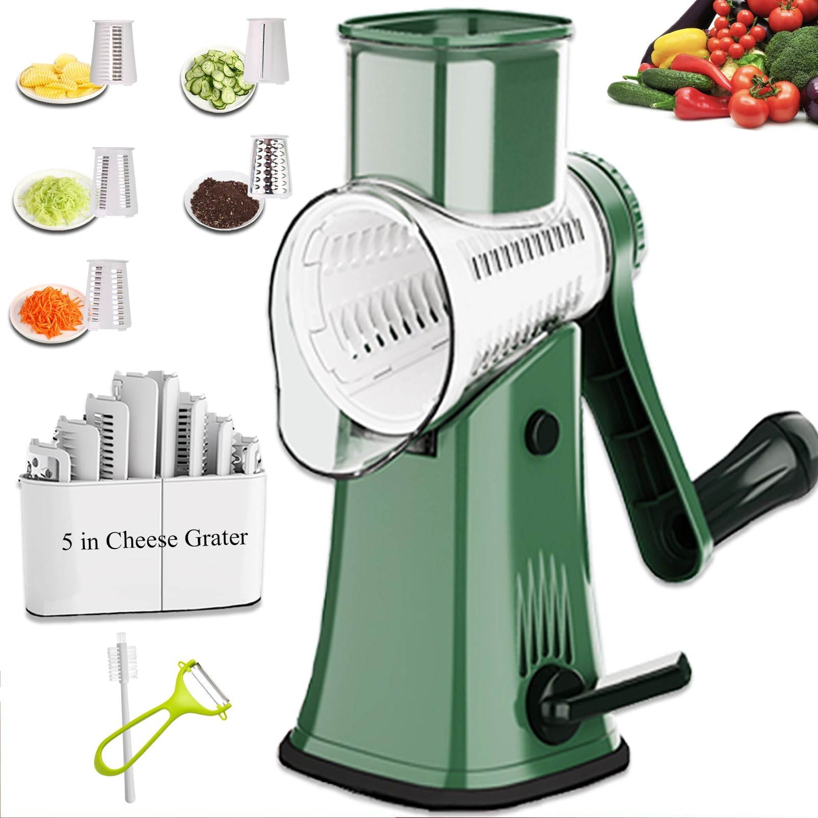 Amazon.com: SUSTEAS Rotary Cheese Grater with Handle - Food Shredder ...