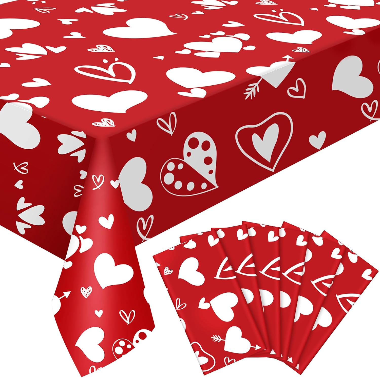 Amazon.com: VitalCozy 6 Pcs Valentine's Day Tablecloth, Disposable Red ...