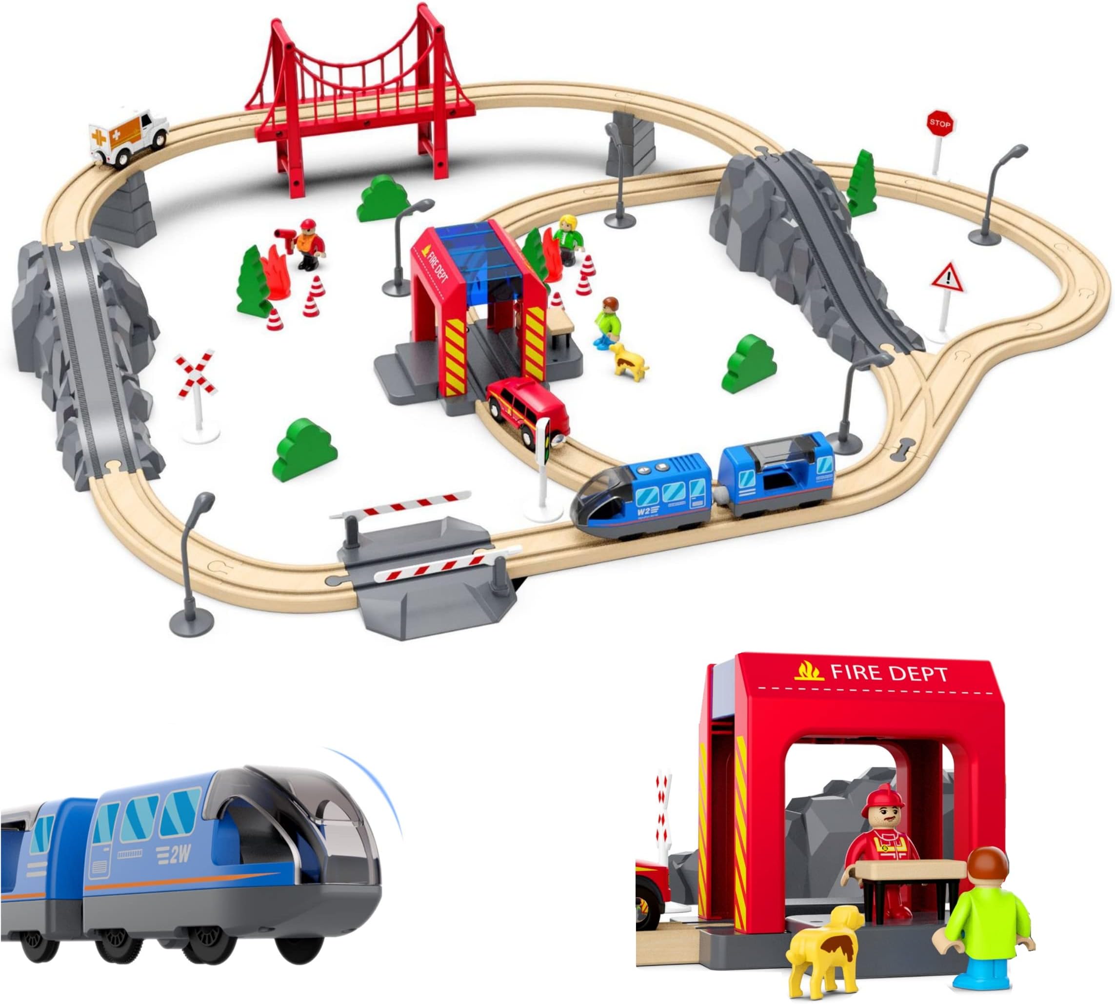 AM ANNA Train Set Toy & Truck,66 Pcs Battery Operated Train for Train ...
