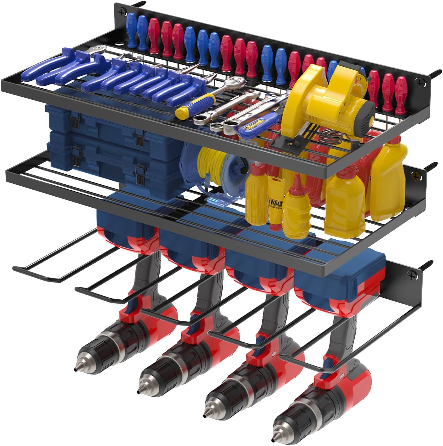 Amazon.com: Dual Drill Storage Shelf Power Tool Wall Mount Organizer ...