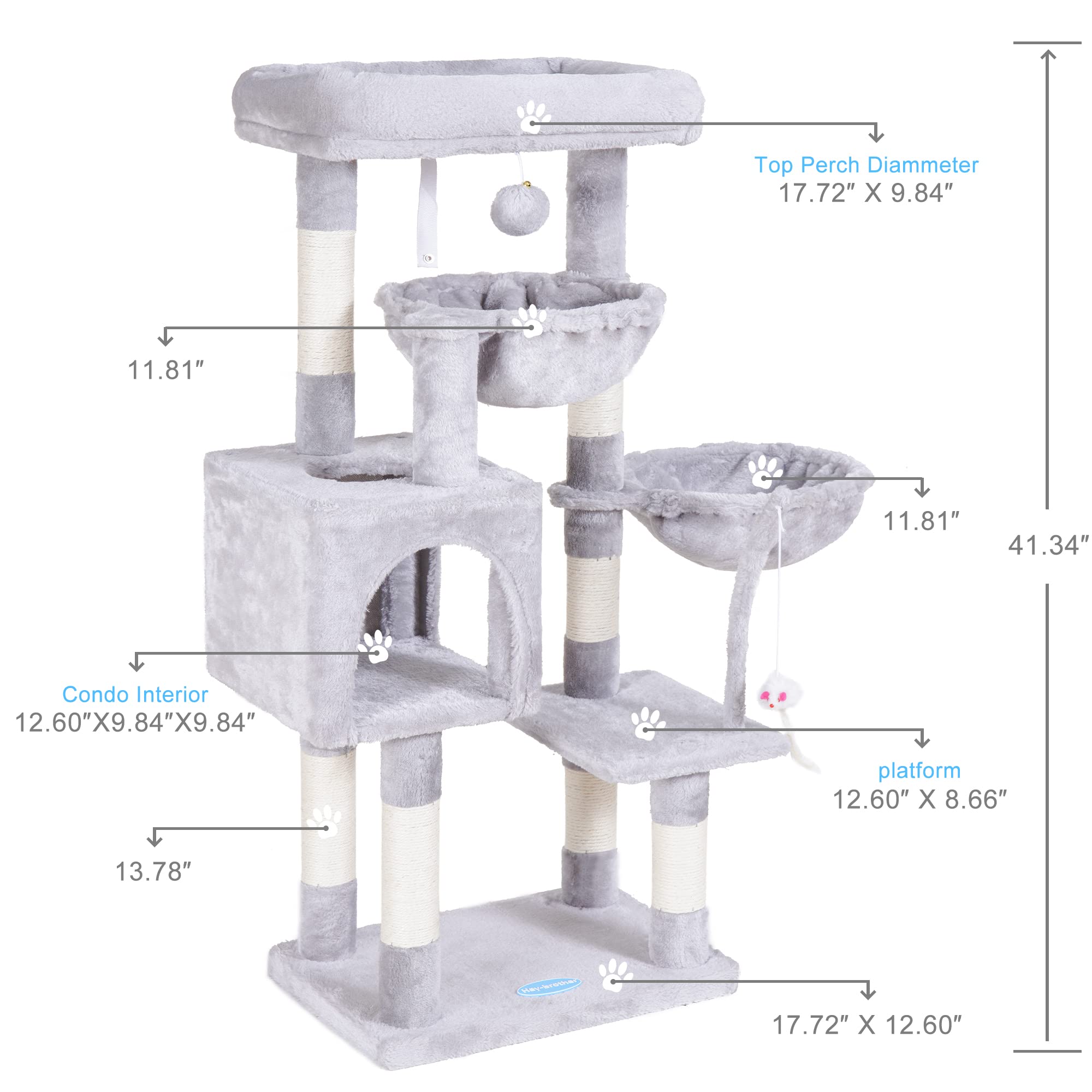 Hey-brother Cat Tree with Toy, Cat Tower for Indoor Cats, Cat House ...