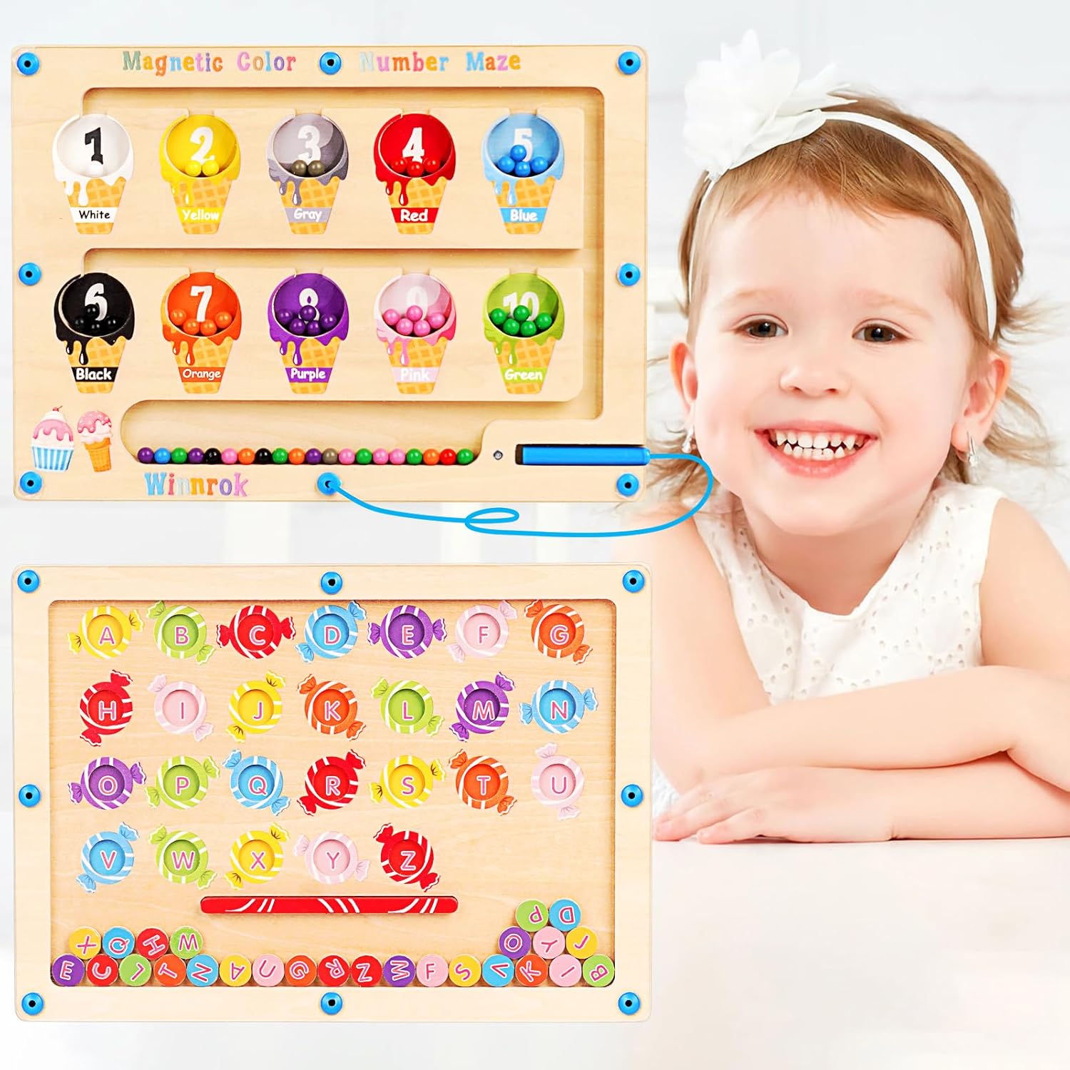 Amazon.com: 2 in 1 Double Side Magnetic Color and Number Maze ...