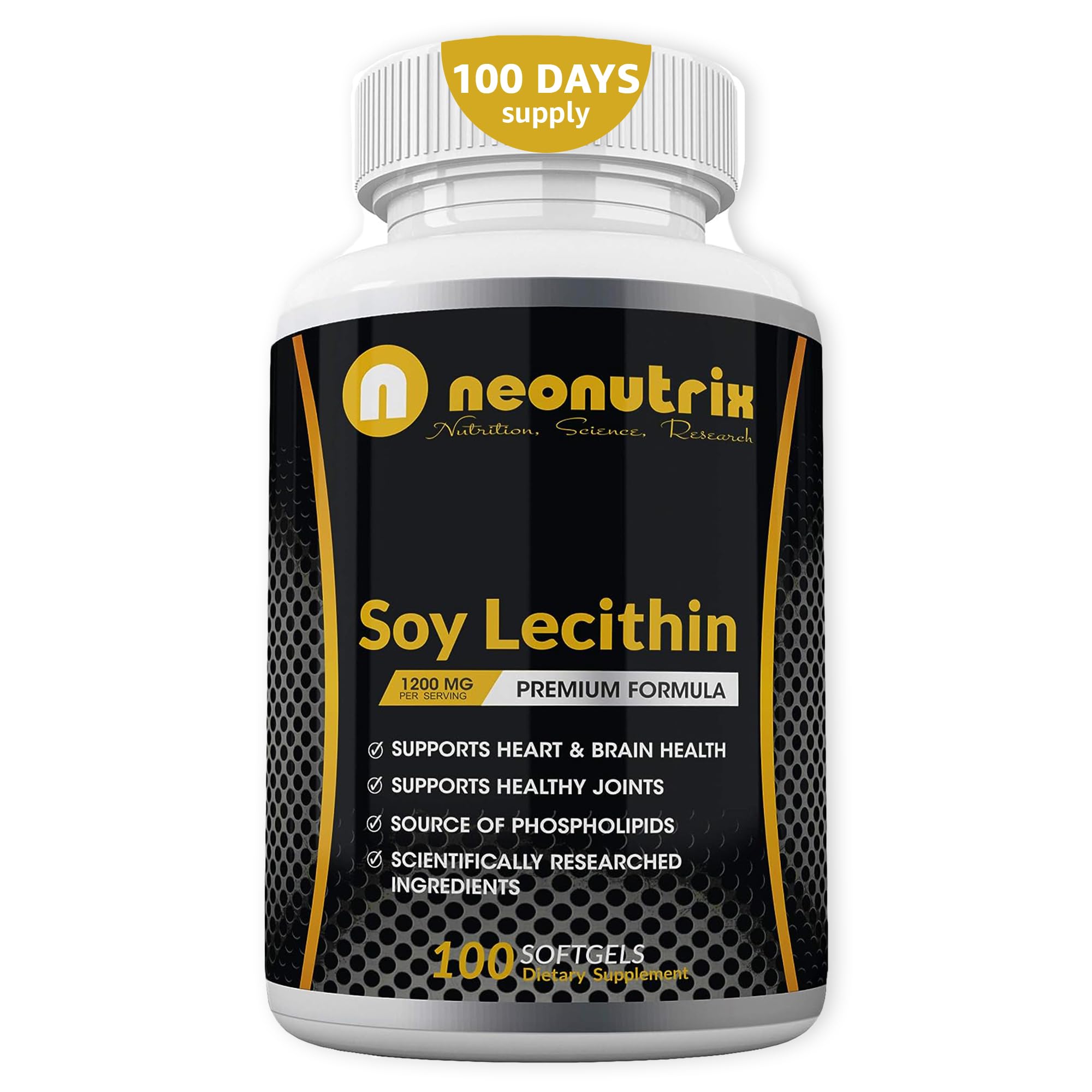 Amazon.com: Soy Lecithin Capsules 1200mg (One a Day, 100 Softgels ...