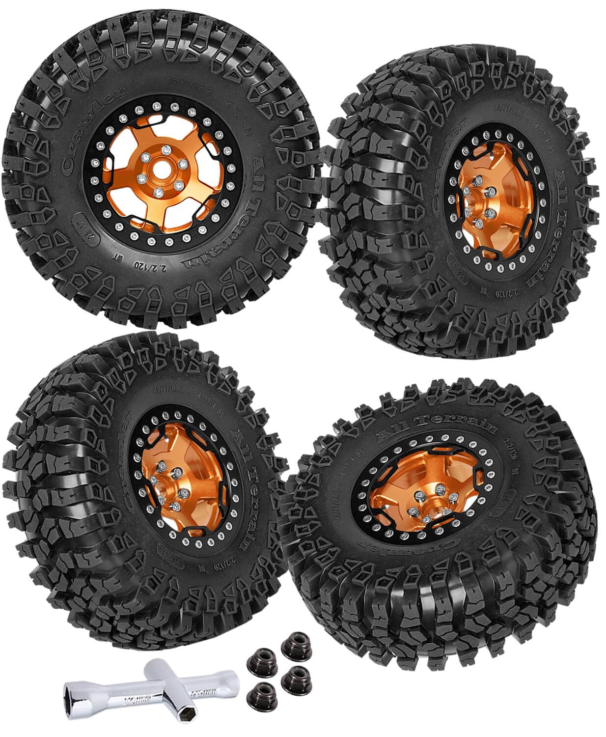 Amazon.com: RCMYou Rc 2.2 Wheel Rims Tires Wheels for 1/10 Axial SCX10 ...