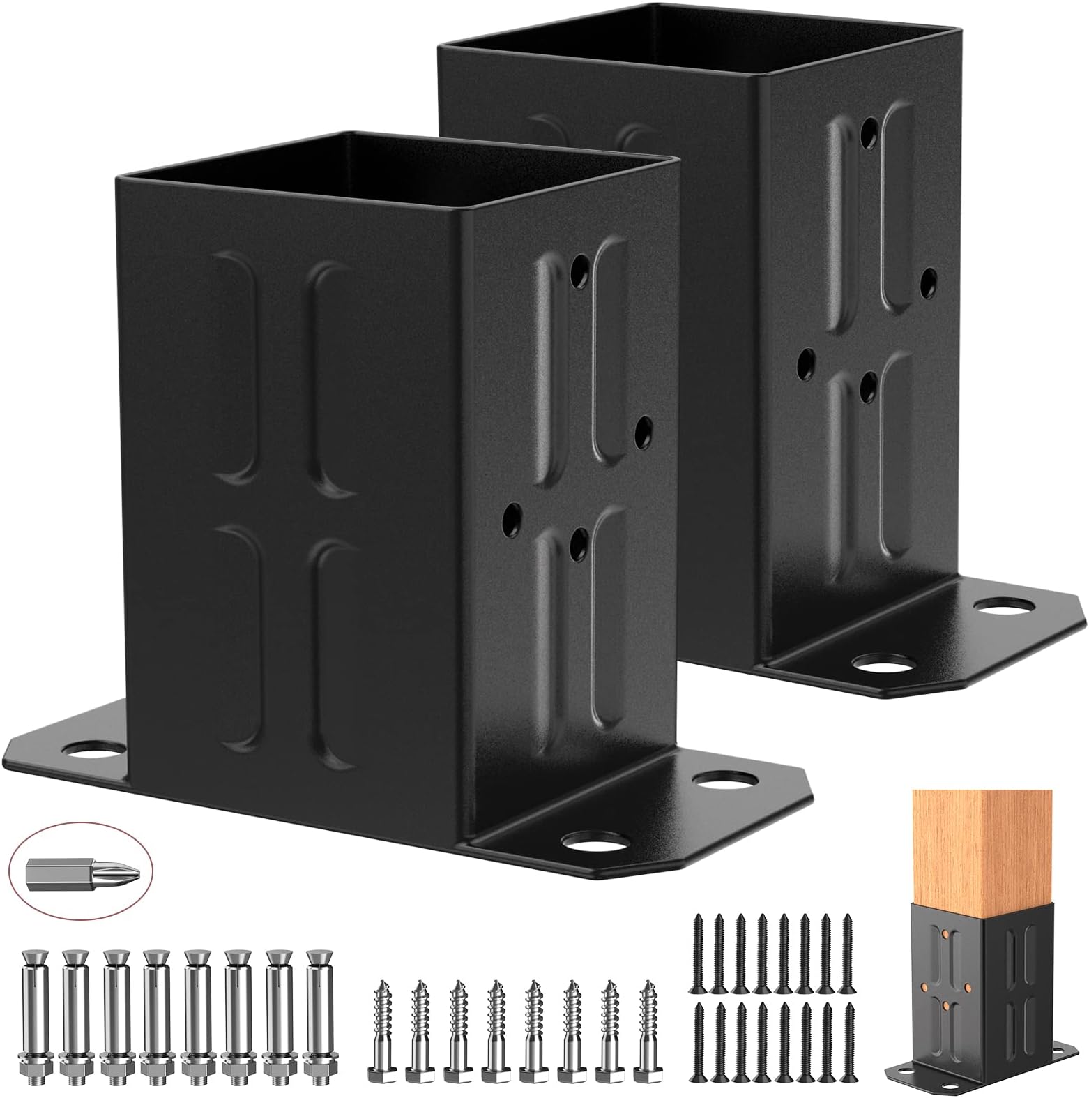 4" x 4" Post Base(Inner Size 3-5/8" x 3-5/8") w/Wood Screws and ...