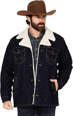 Wrangler Rustic Navy Western Sherpa Lined Denim Wrange Jacket 112353374 ...