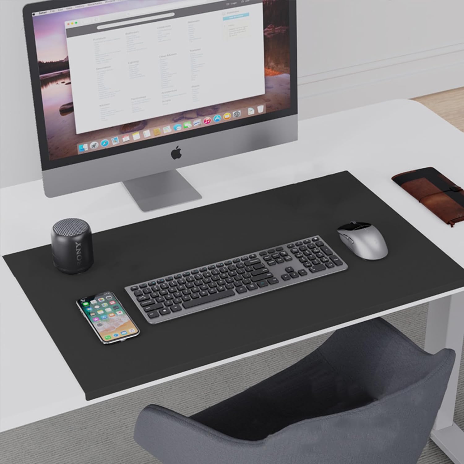 Waterproof Desk Pad with Edge Protection, Leather Desk Protector, Mouse ...