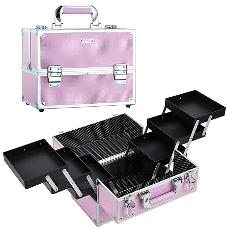 Amazon.com : Frenessa Makeup Train Case Large Portable Cosmetic Case ...