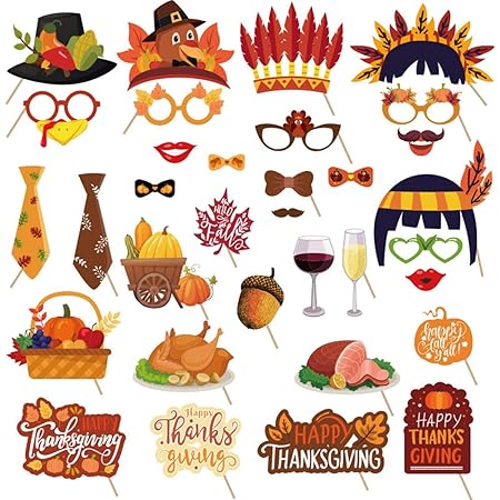 Amazon.com: Thanksgiving Photo Booth Props Kit(42Pcs), Konsait Funny ...