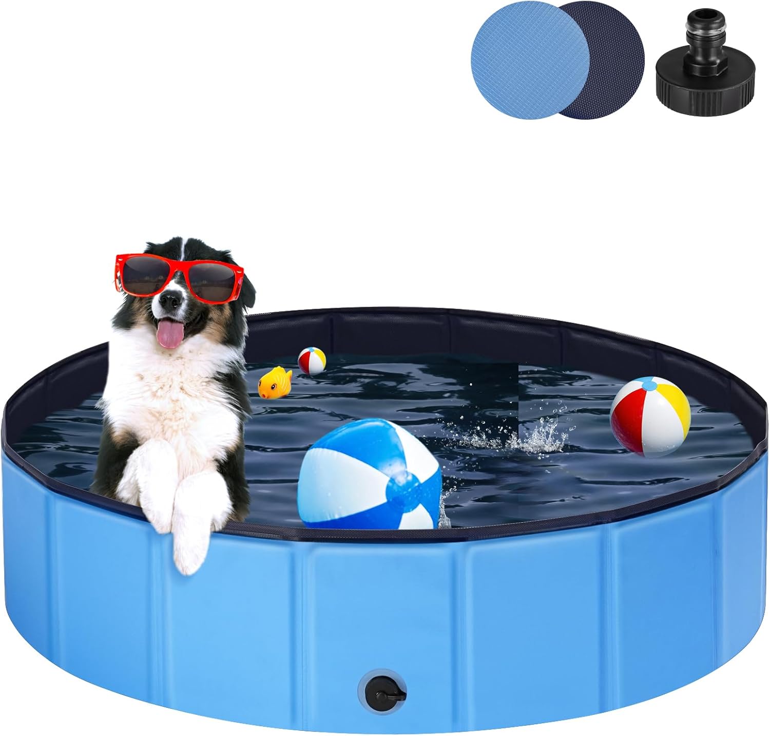 Ezilif Dog Paddling Pool, 2024 Upgraded Durable PVC Dog Pool with Hard ...