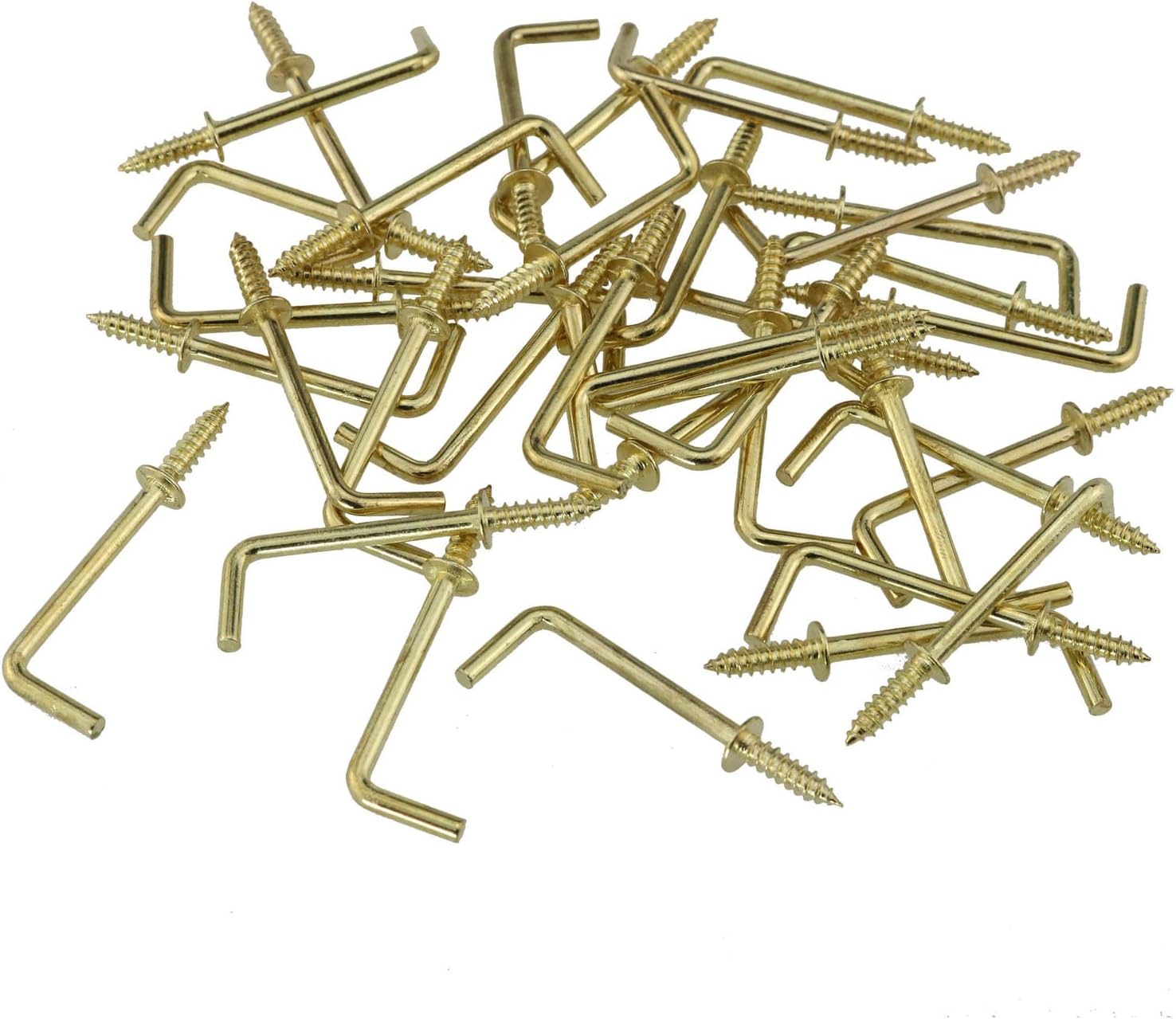 Amazon.com: IDEALSV Antique Brass 1-1/4 Inch 1 Shape Screw Hooks L ...