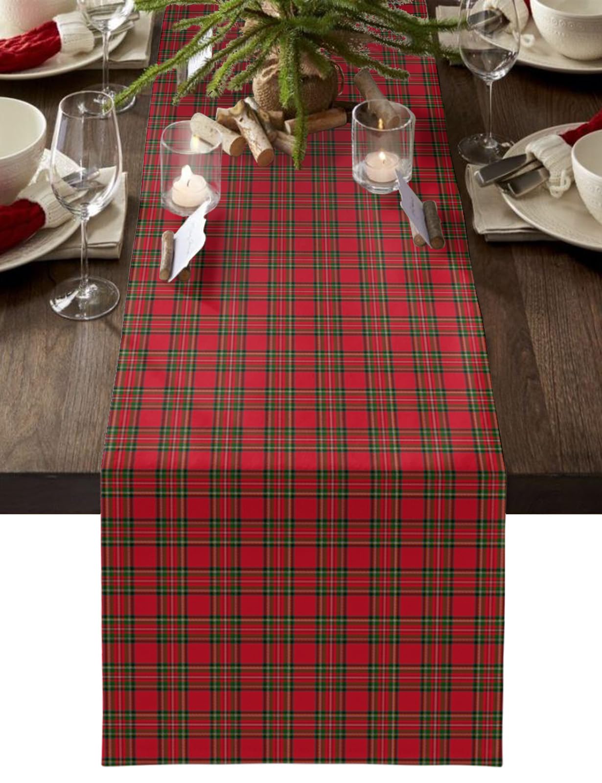 Amazon.com: Christmas Plaid Table Runner 48 Inches Long for Dining ...