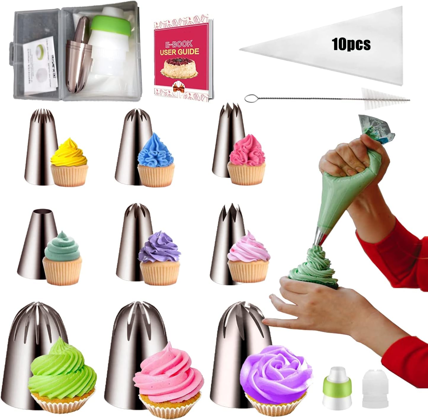 Amazon.com: 22Pcs Piping Nozzles Set, Stainless Piping Tip Set with 10 ...