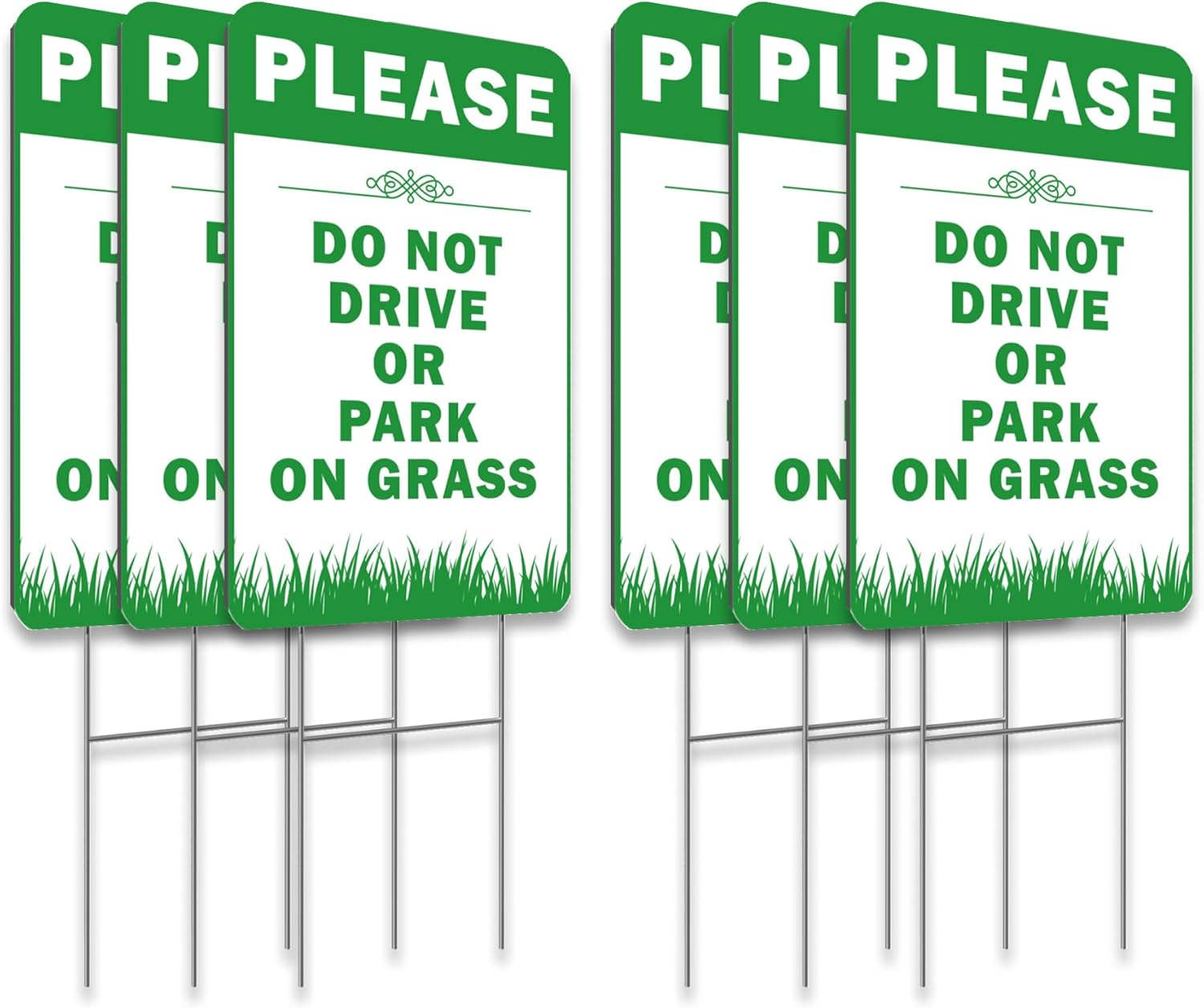 Amazon.com: 6X Please Do Not Drive Or Park On Grass Signs with Stakes ...