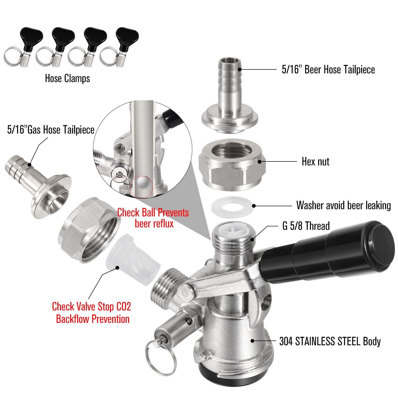 Keg Tap Coupler Diagram Corny Keg Connection Parts – HowdyBrewer