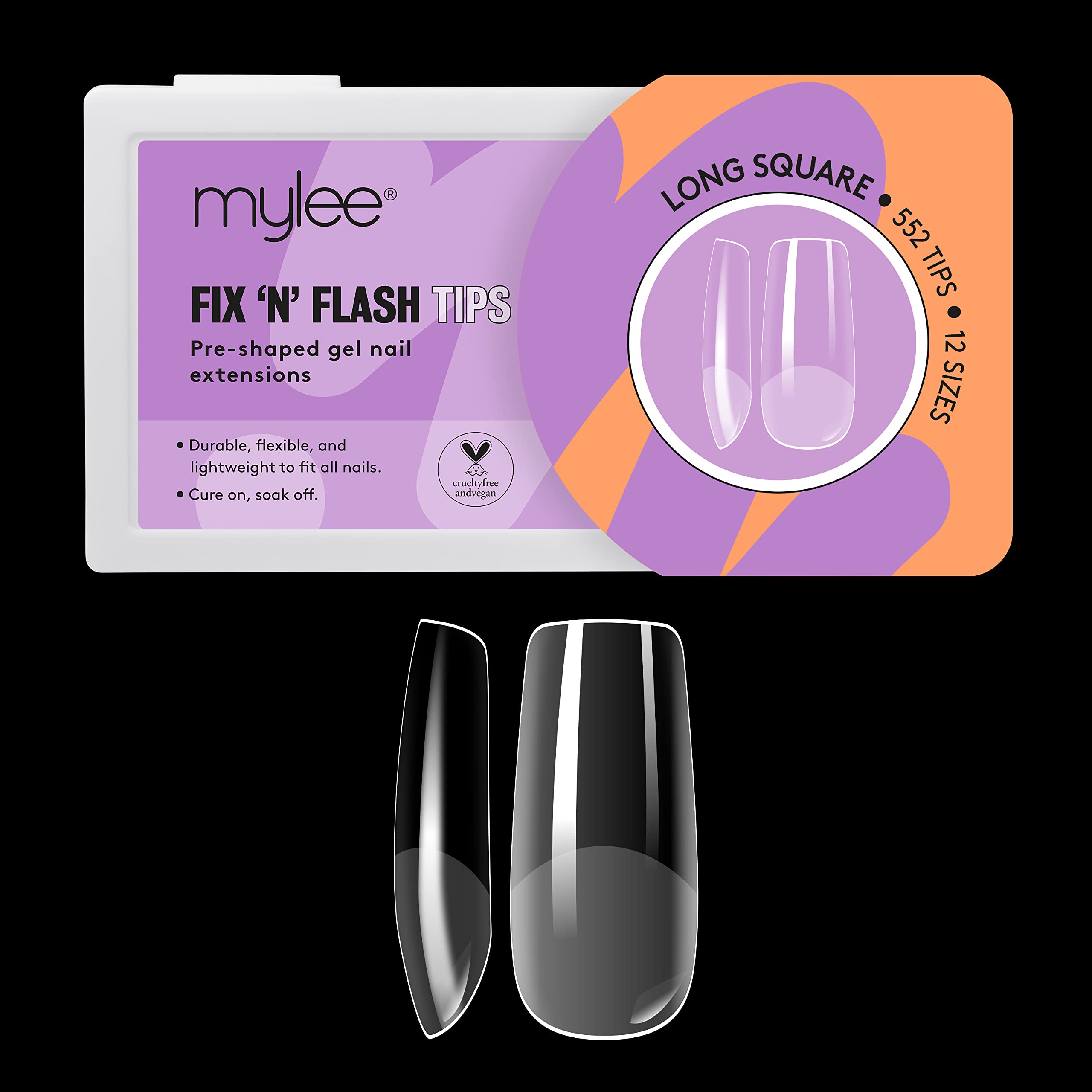 Mylee Fix N Flash Soft Gel Tips - Long Square - 552 PCS, Full Cover ...