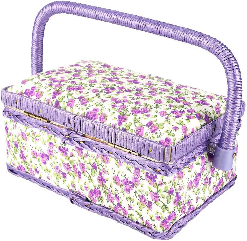 Amazon.com: Vintage Medium Sewing Baskets with Insert and Sewing ...