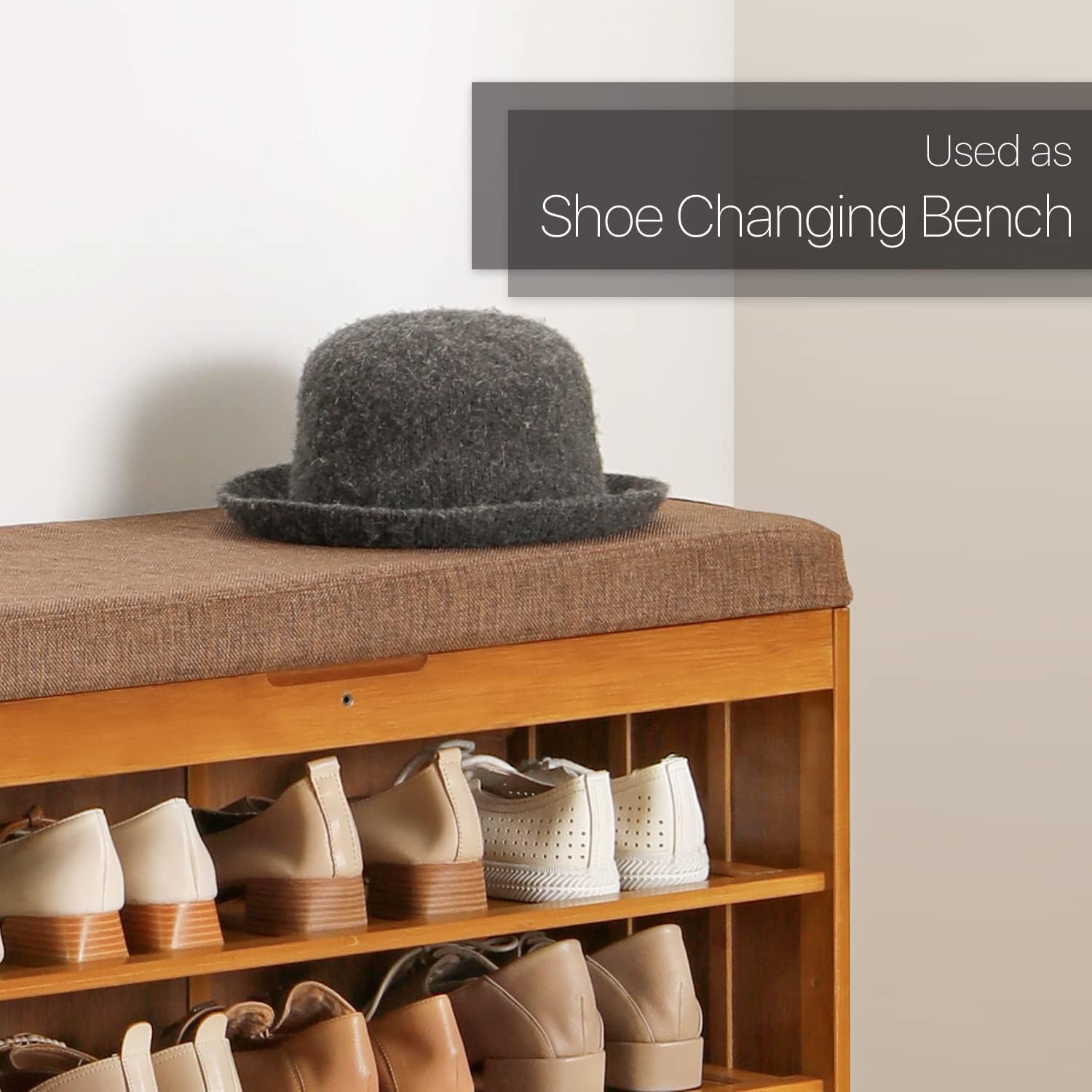 Buy MoNiBloom Bamboo Shoe Bench Entryway with Storage 2 Tier Shoe Rack ...