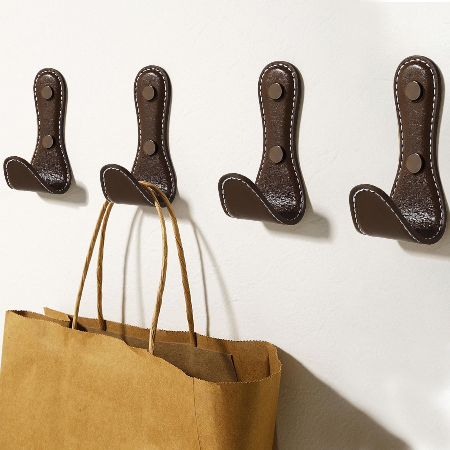 Amazon.com: XSGTZMJ 4PCS Leather Coat Hooks, Zinc Alloy & Leather ...