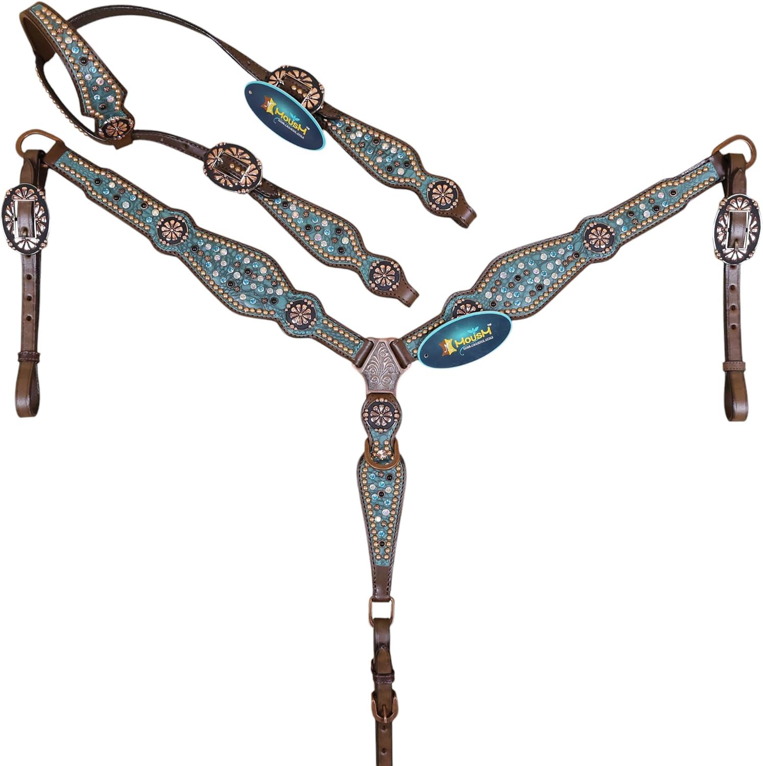 Amazon.com: MOUSM Western Headstall and Breast Collar Tack Set ...