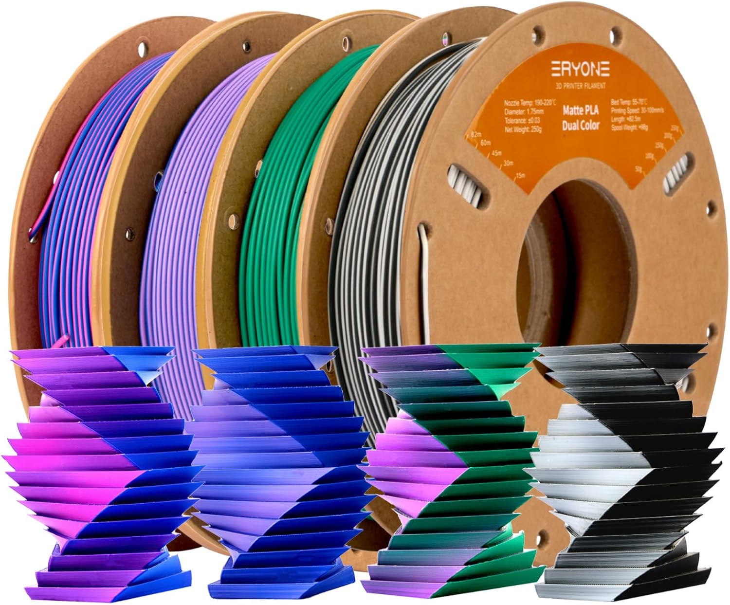 Amazon.com: ERYONE Matte Dual Color Coextrusion Filament PLA 1.75 mm ...