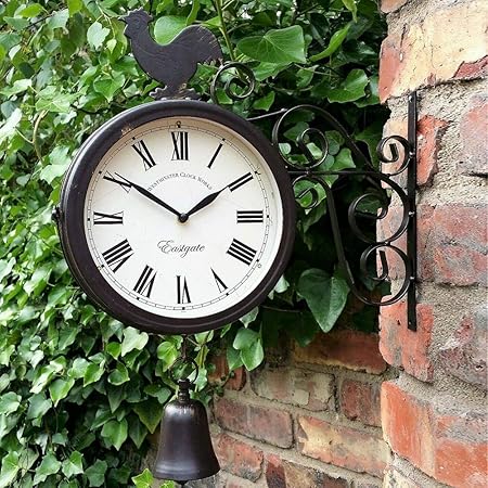 Amazon.com : Rosymity Outdoor Wrought Iron Clock Double-Sided Wall ...