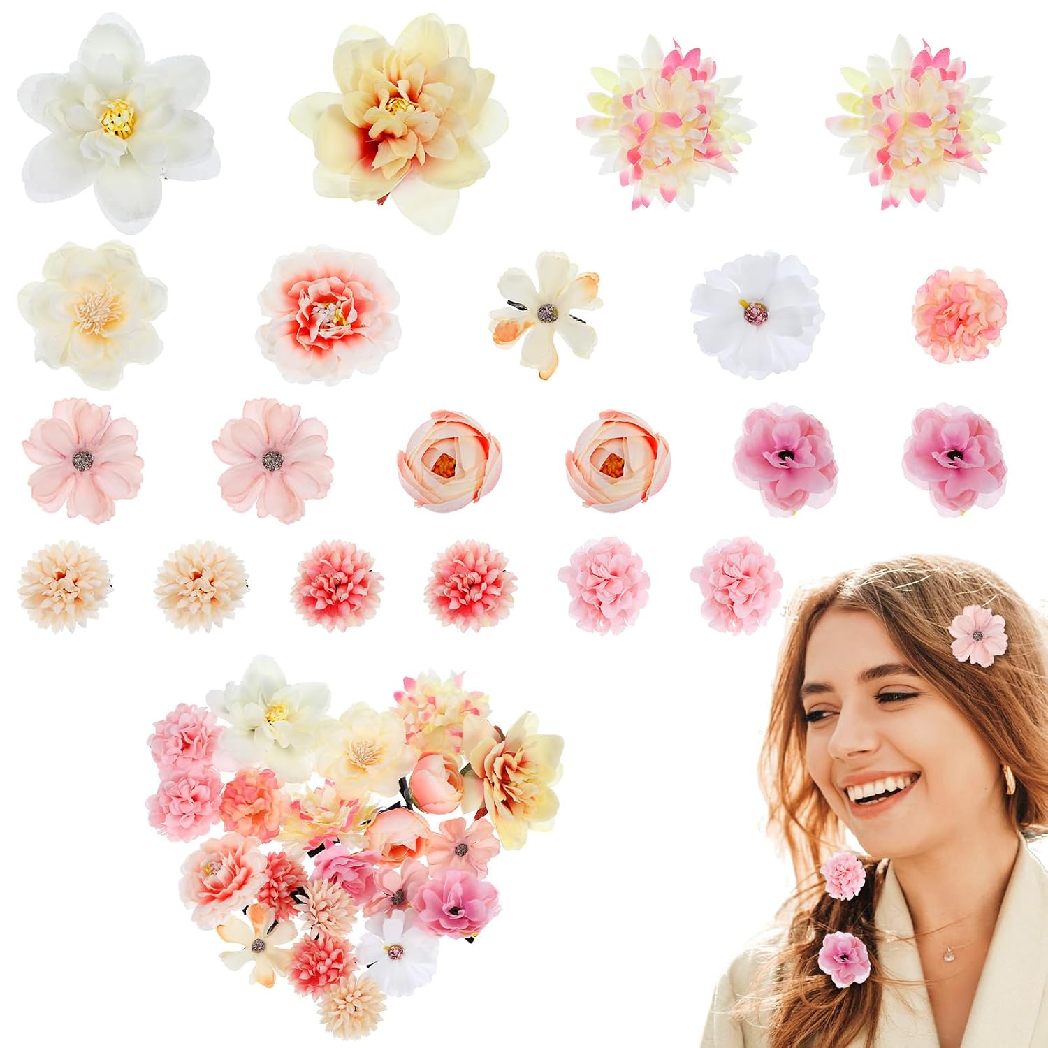 21Stück Blumen Haarspange Flower Hair Clip Blumen Haarklammer Bohemian ...