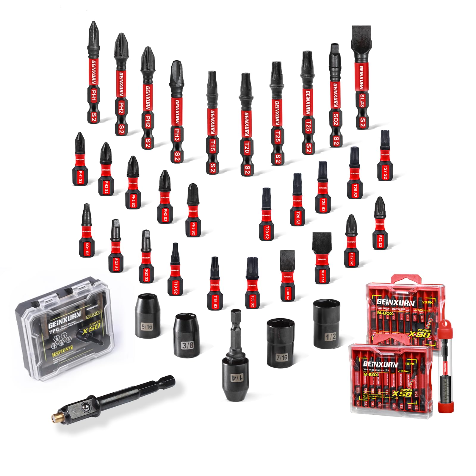Amazon.com: Geinxurn Magnetic Nut Driver Set, 38 Pieces Impact S2 Steel ...