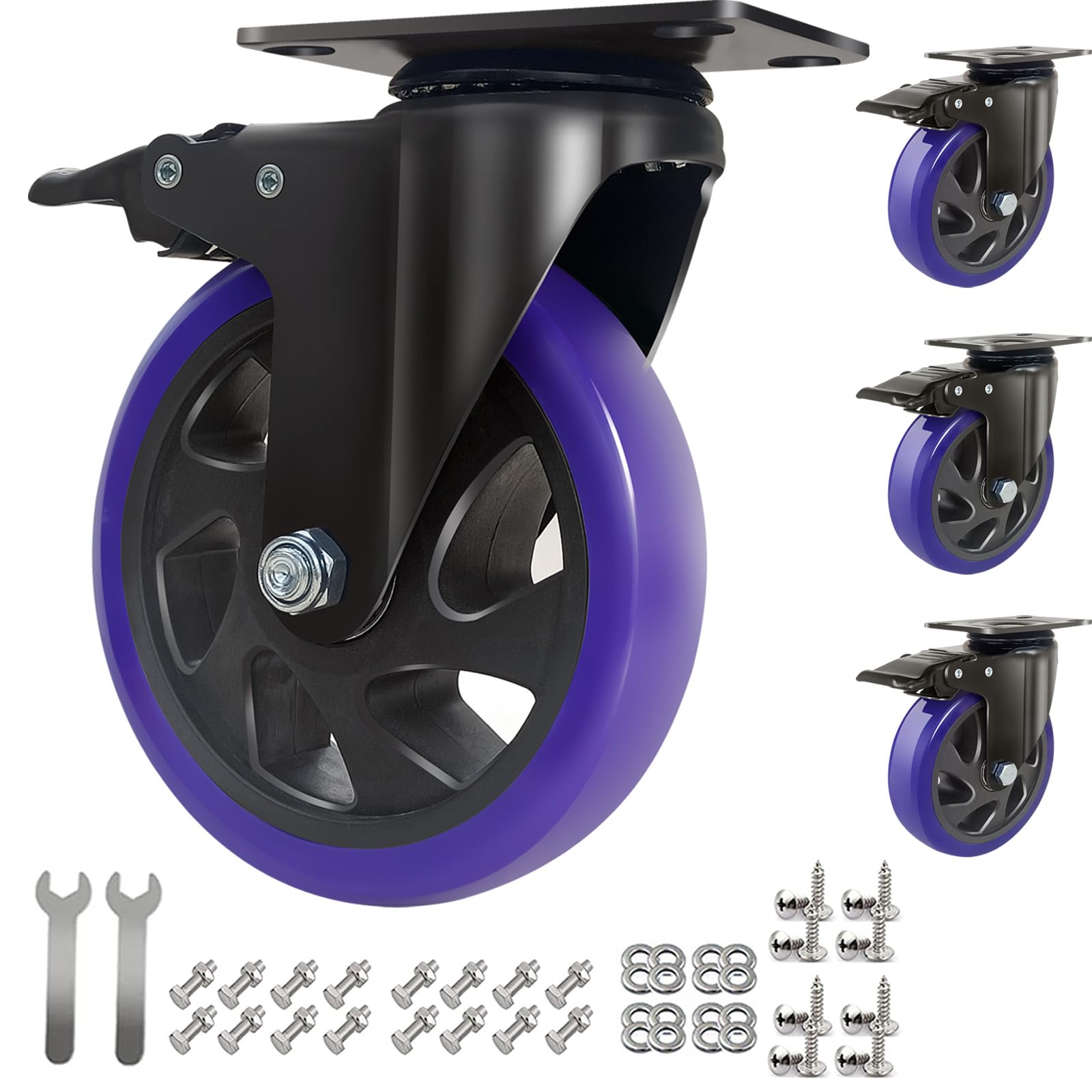 Snapklik.com : 6 Inch Caster Wheels 3000lbs,Heavy Duty Casters Set Of 4