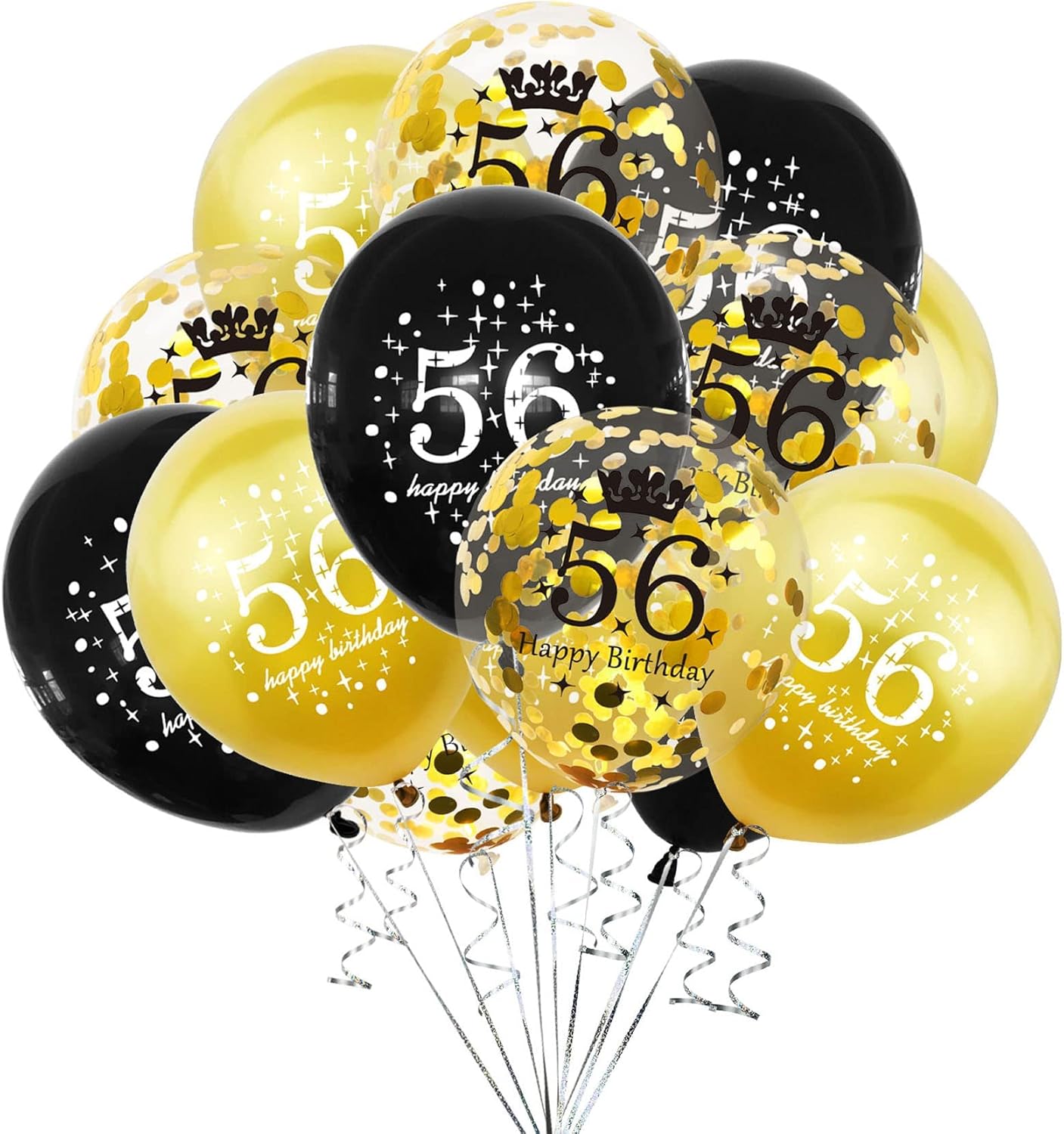 Amazon.com: SHUNTAI 56th Birthday Balloons Black and Gold 56 Birthday ...