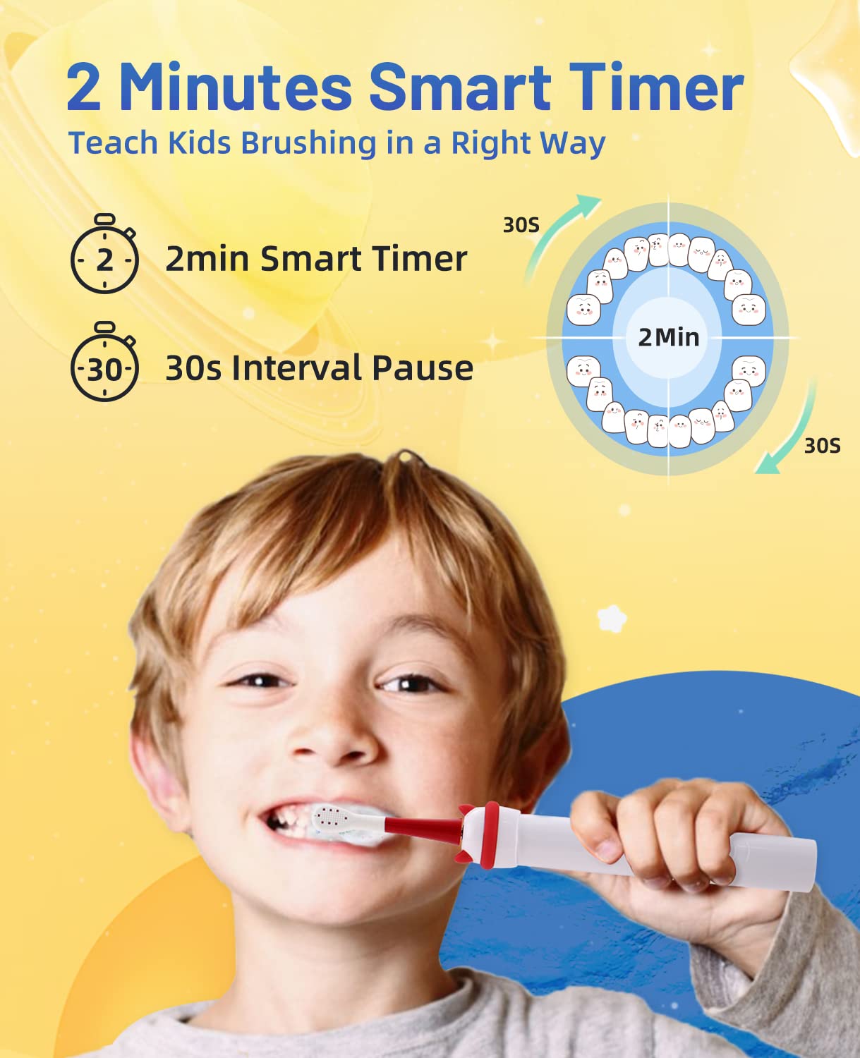 Snapklik.com : JTF Kids Electric Toothbrush-for Ages 3-12, Rechargeable ...