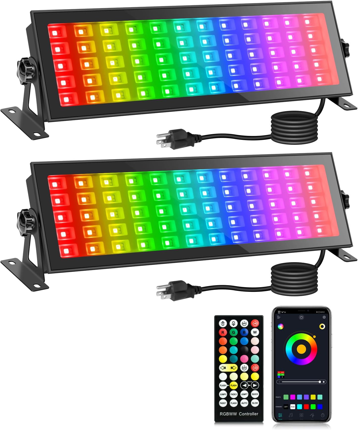 Amazon.com: 120W LED Stage Wash Light Bar, 2 Pack RGBCW IP66 Waterproof ...