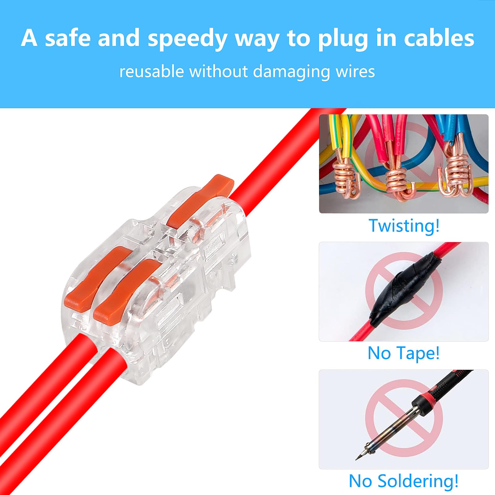 Snapklik.com : 20pcs Lever Wire Connectors, 1 In 2 Out Connectors For ...