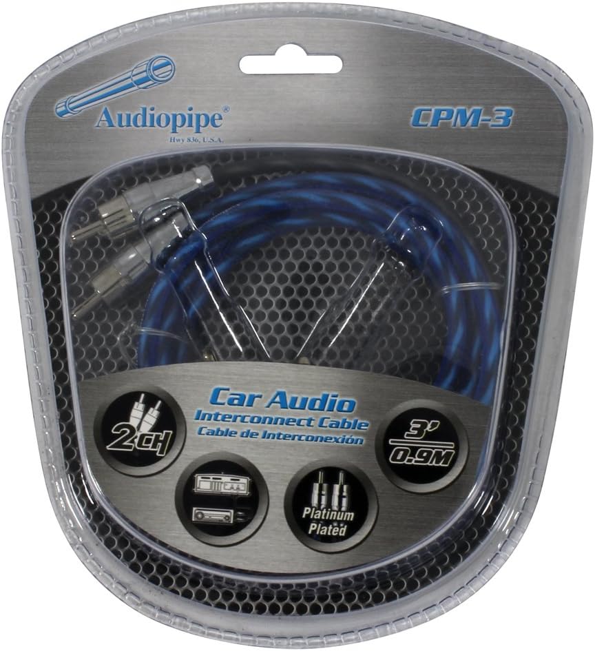 Amazon.com: Audiopipe CPM3 Platinum Plated Interconnect Cable 3ft ...