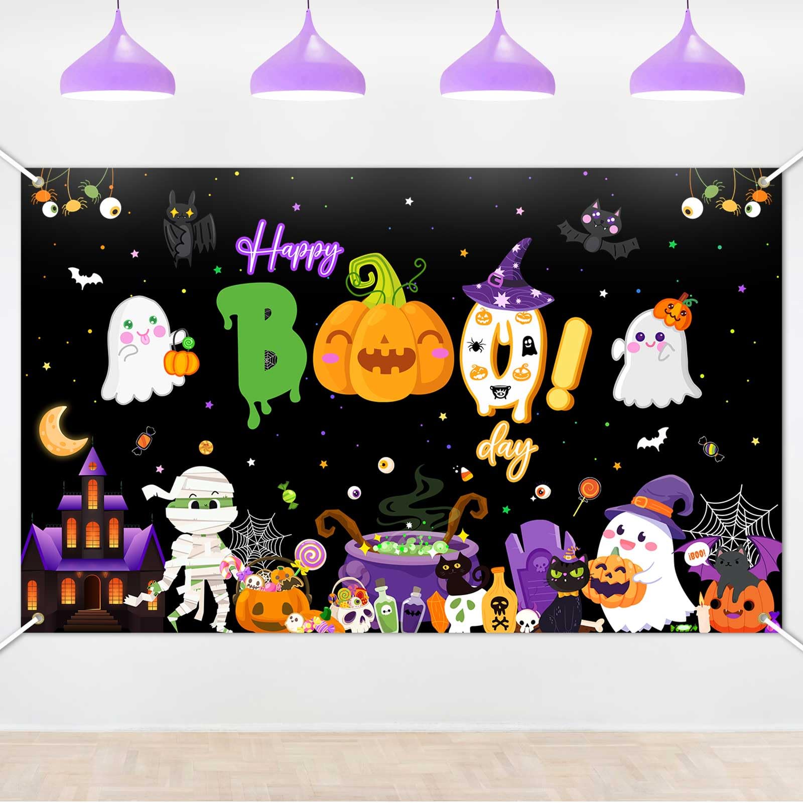 Amazon.com: Lecheme Happy Boo Day Backdrop Boo Halloween Birthday ...