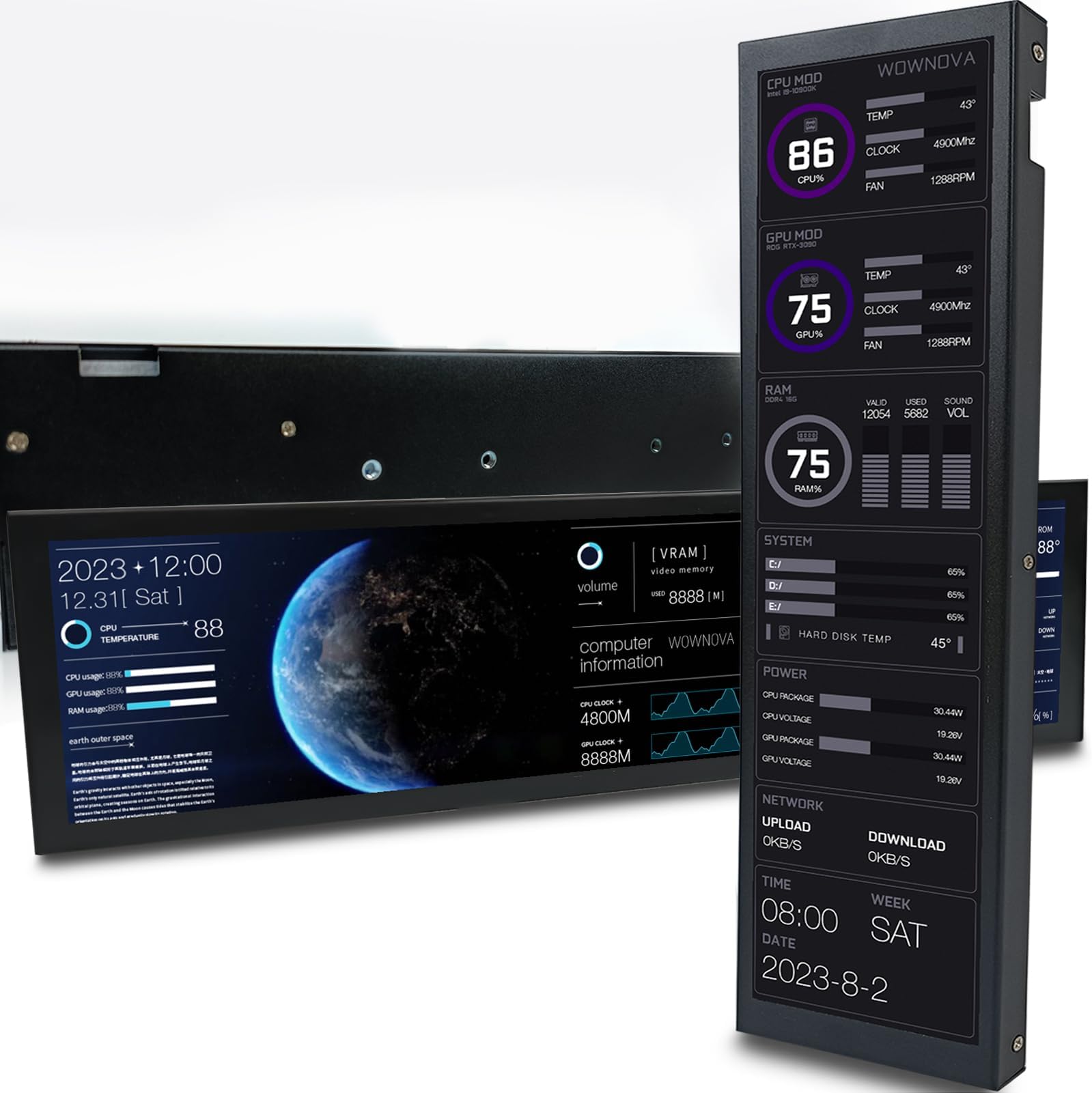 Amazon.com: WOWNOVA 8.8" Computer Temp Monitor (Dynamic Theme Supported ...