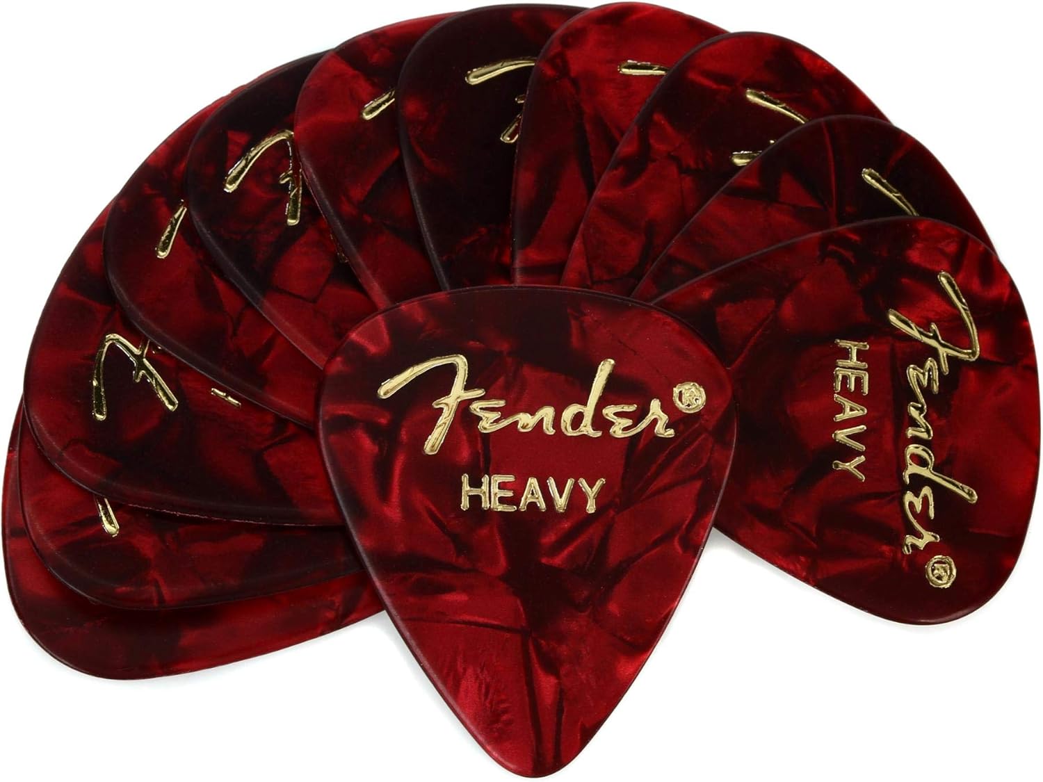 Fender 351 Premium Celluloid Guitar Picks 12-Pack, Red Moto, Heavy ...