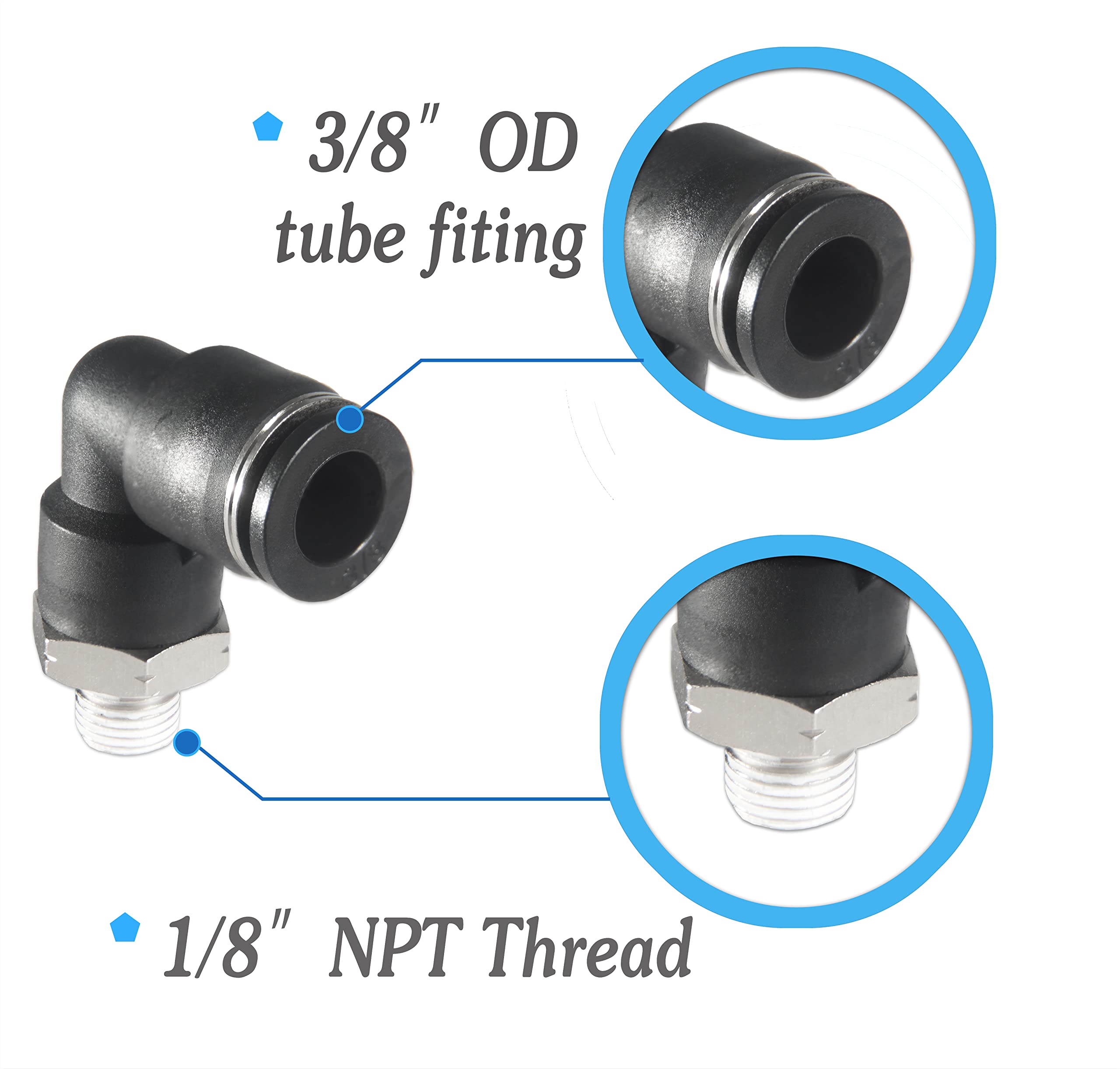 Snapklik.com : MSAEIQUN 3/8 Air Hose Fittings, Air Fittings Male Elbow ...