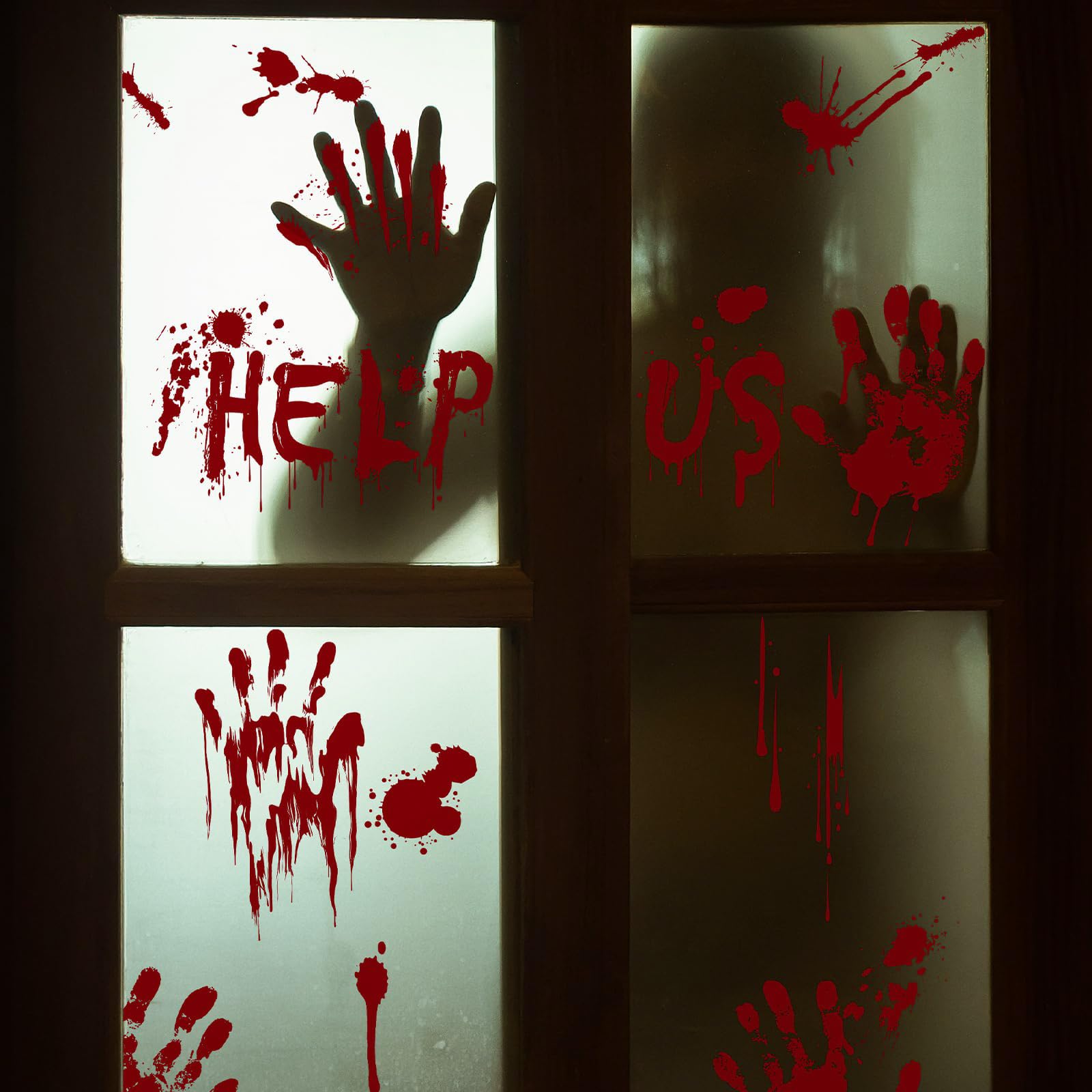 Bloody Handprints On Window