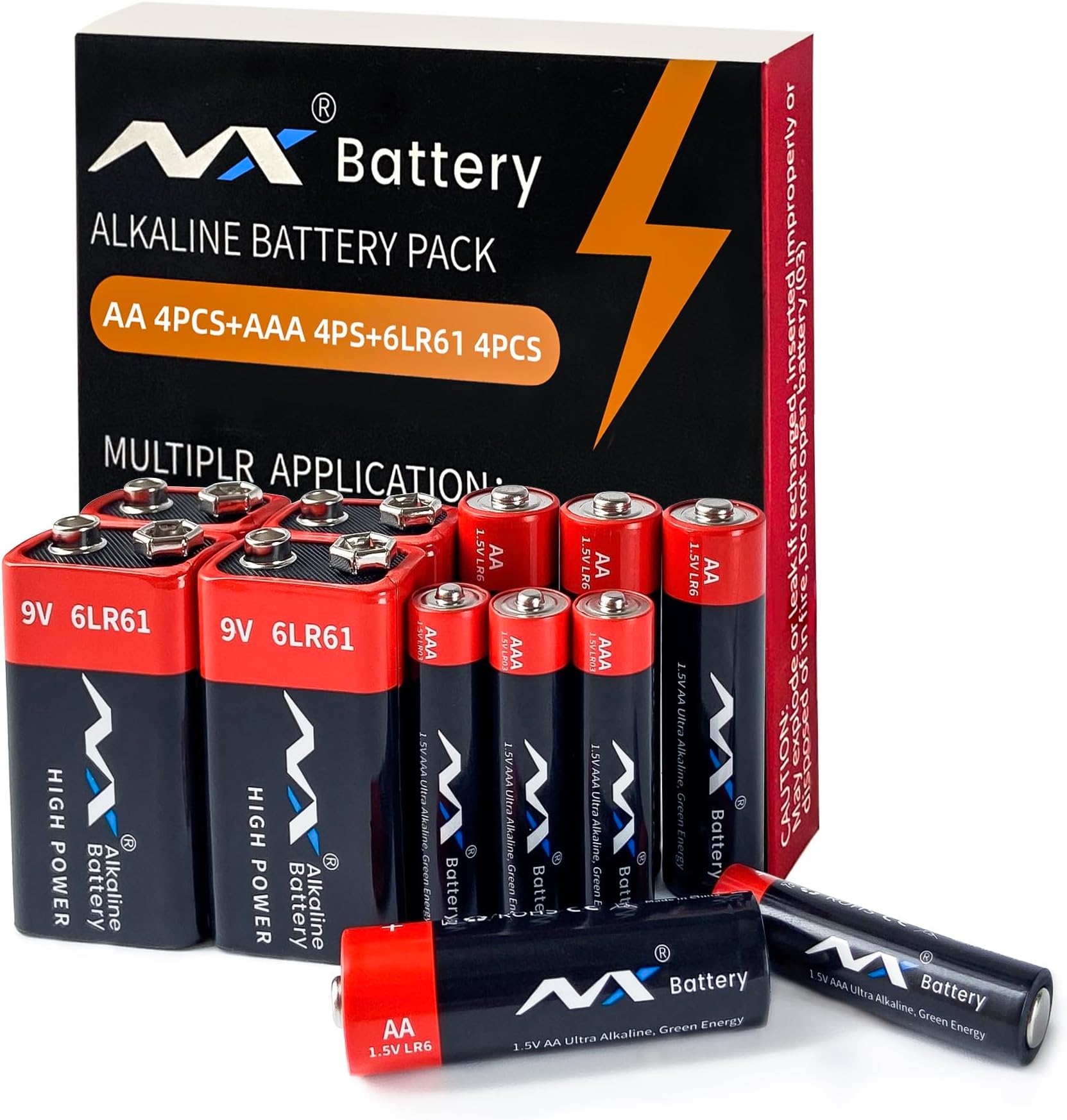 Amazon.com: 9V / AA/AAA Battery 20 Count Combo Pack Super Alkaline ...