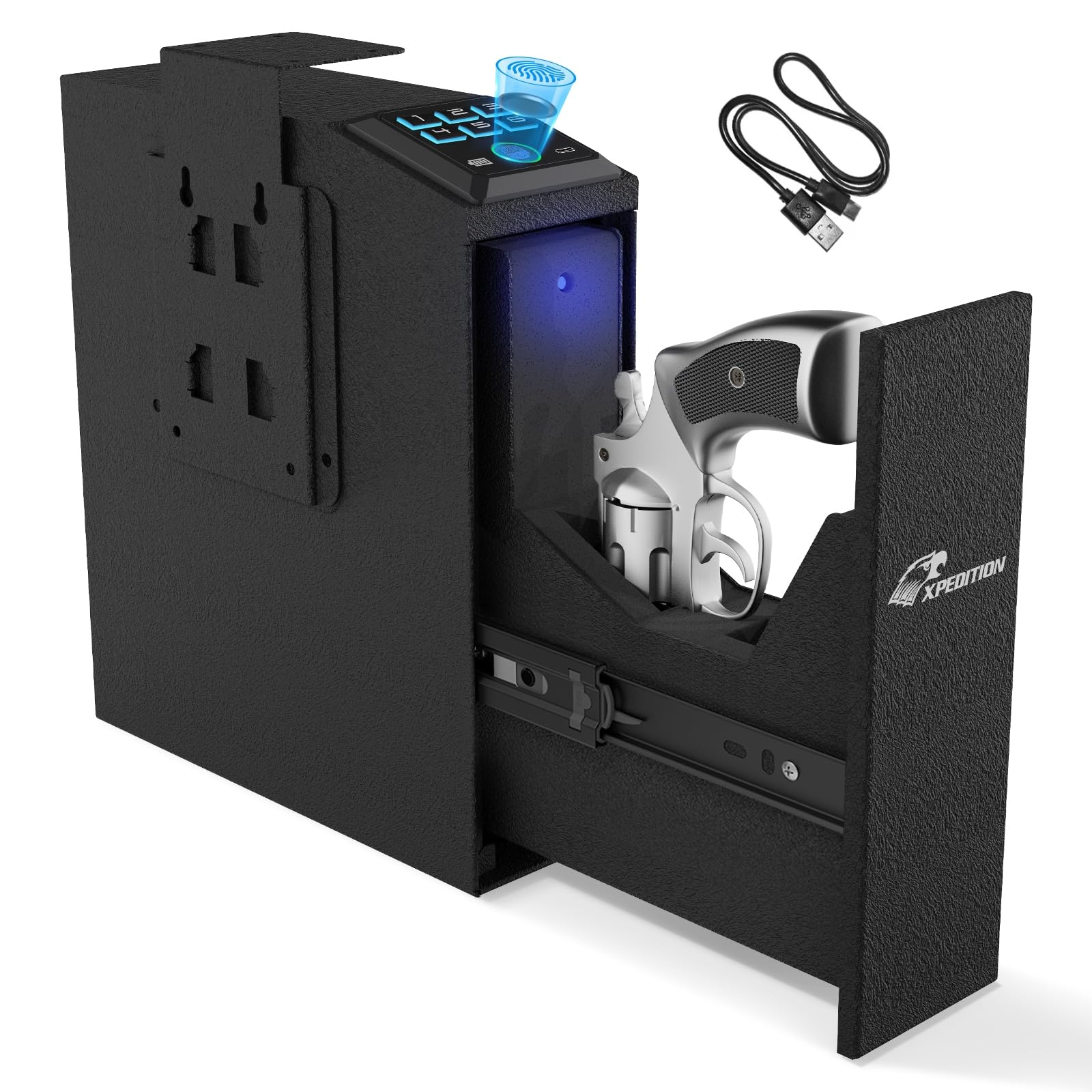 Amazon.com: Biometric Slider Gun Safe for Handgun,Mounted Pistol Safe ...