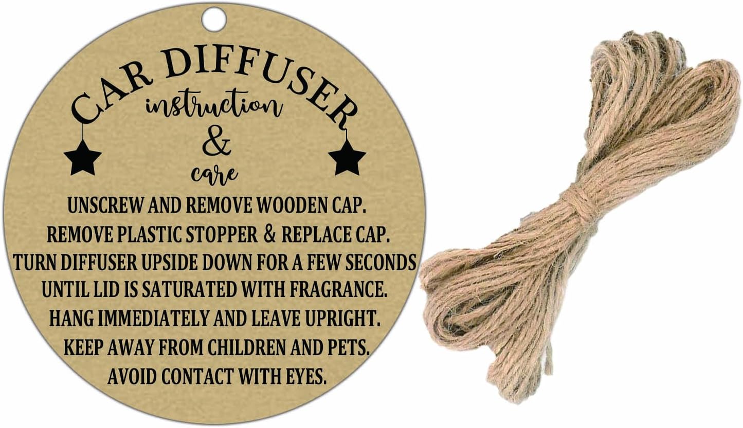 100 Pack Car Oil Hanging Diffuser Care & Instructions Labels 1.5 inch ...