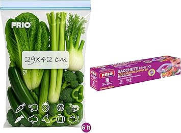 FRIO 15 Large Zip Freezer Bags 6L (Size L: 29 x 42 cm), Resealable ...