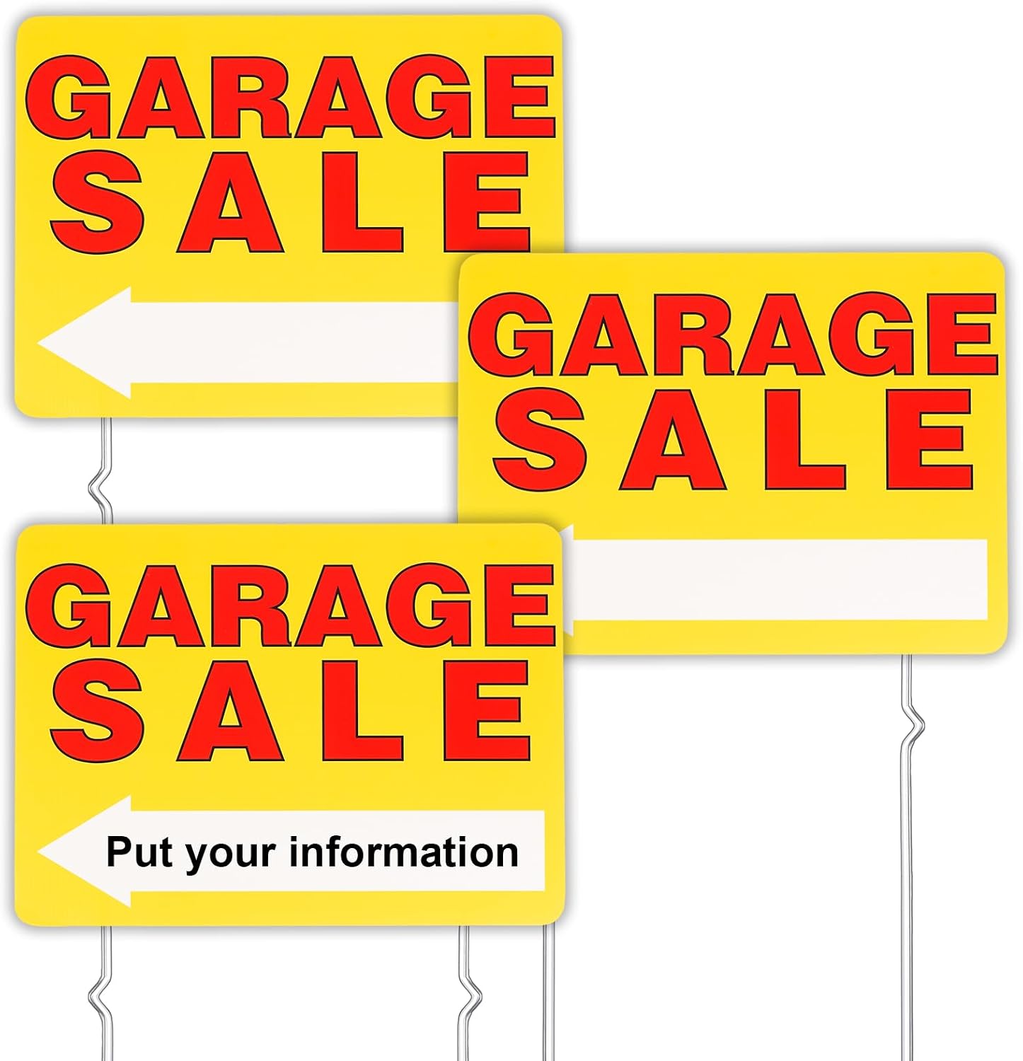 Amazon.com: 3 Pcs Garage Sale Sign Kit With Tall Stand 12 x 16 Inch ...