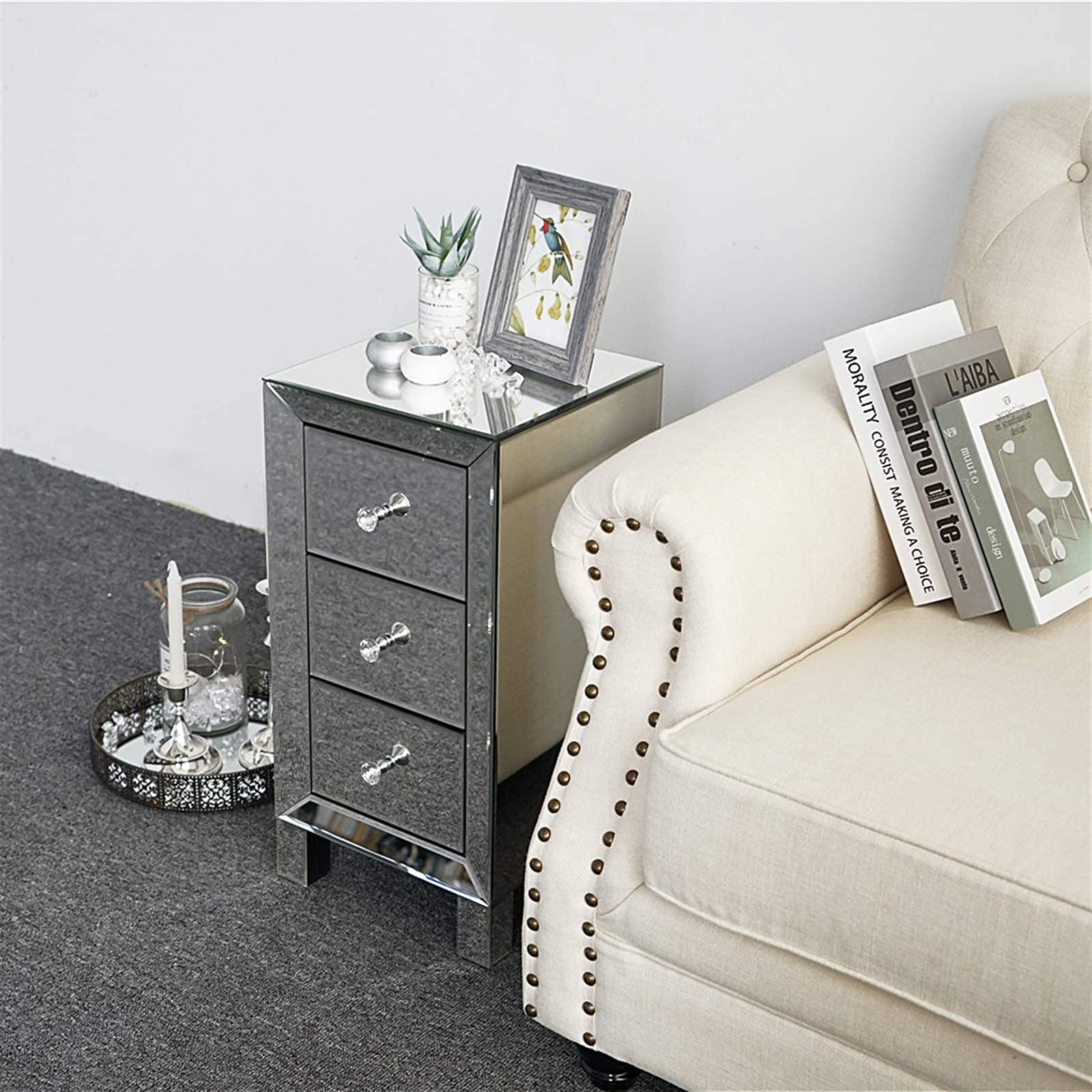 Mirrored Side Table With Drawer