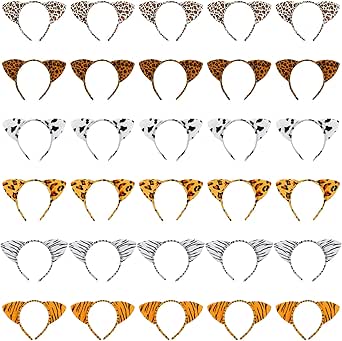 Amazon.com: Kigeli 30 Pcs Animal Ears Headband for Kids Jungle Woodland ...