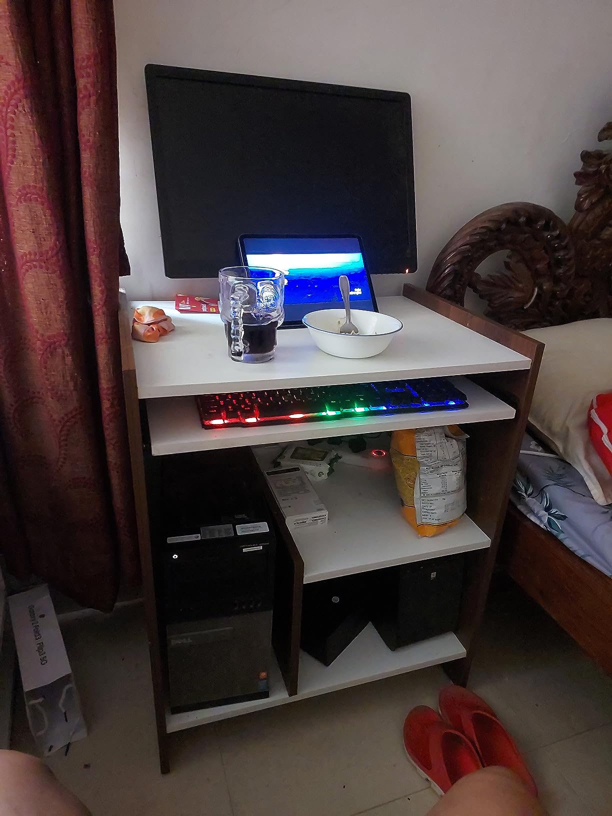 Woodbuzz | K-Byte Computer Desk | Walnut & Frosty White : Amazon.in ...