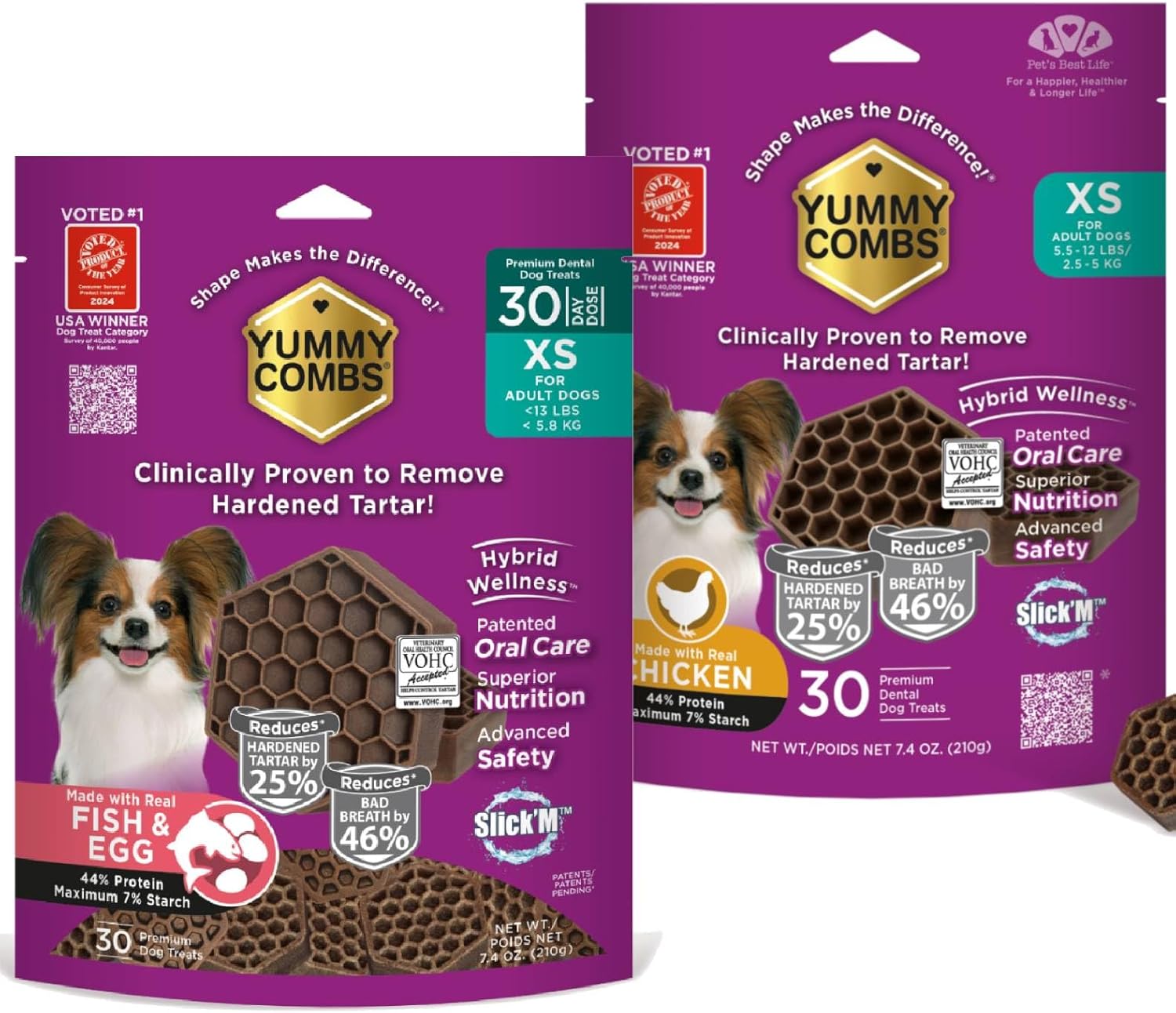 Amazon.com : Yummy Combs Dog Dental Treats – Vet VOHC Approved, Removes ...